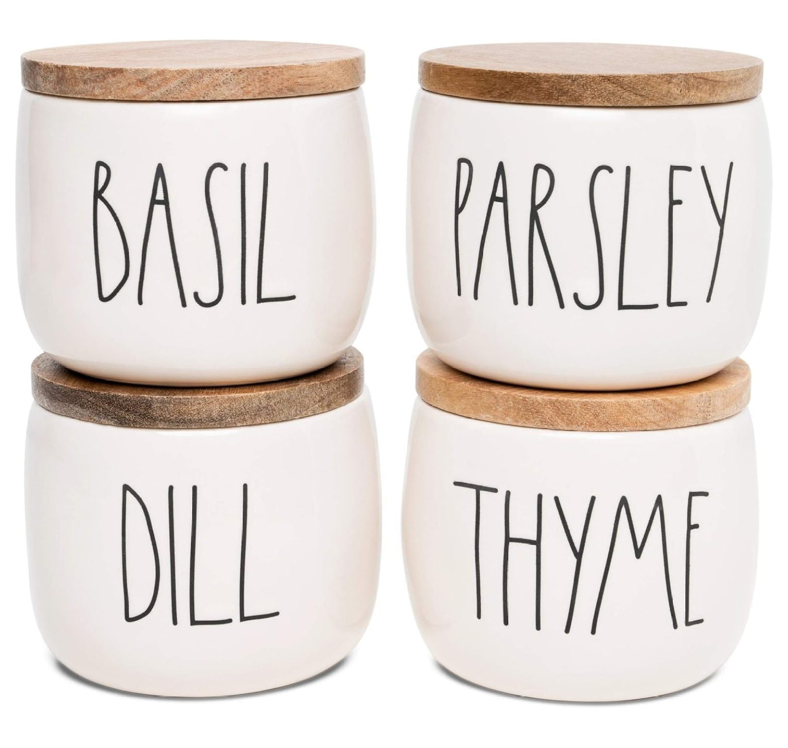 Rae Dunn Jars with Wooden Lids, Set of 4 Kitchen Jars for or Spices ...
