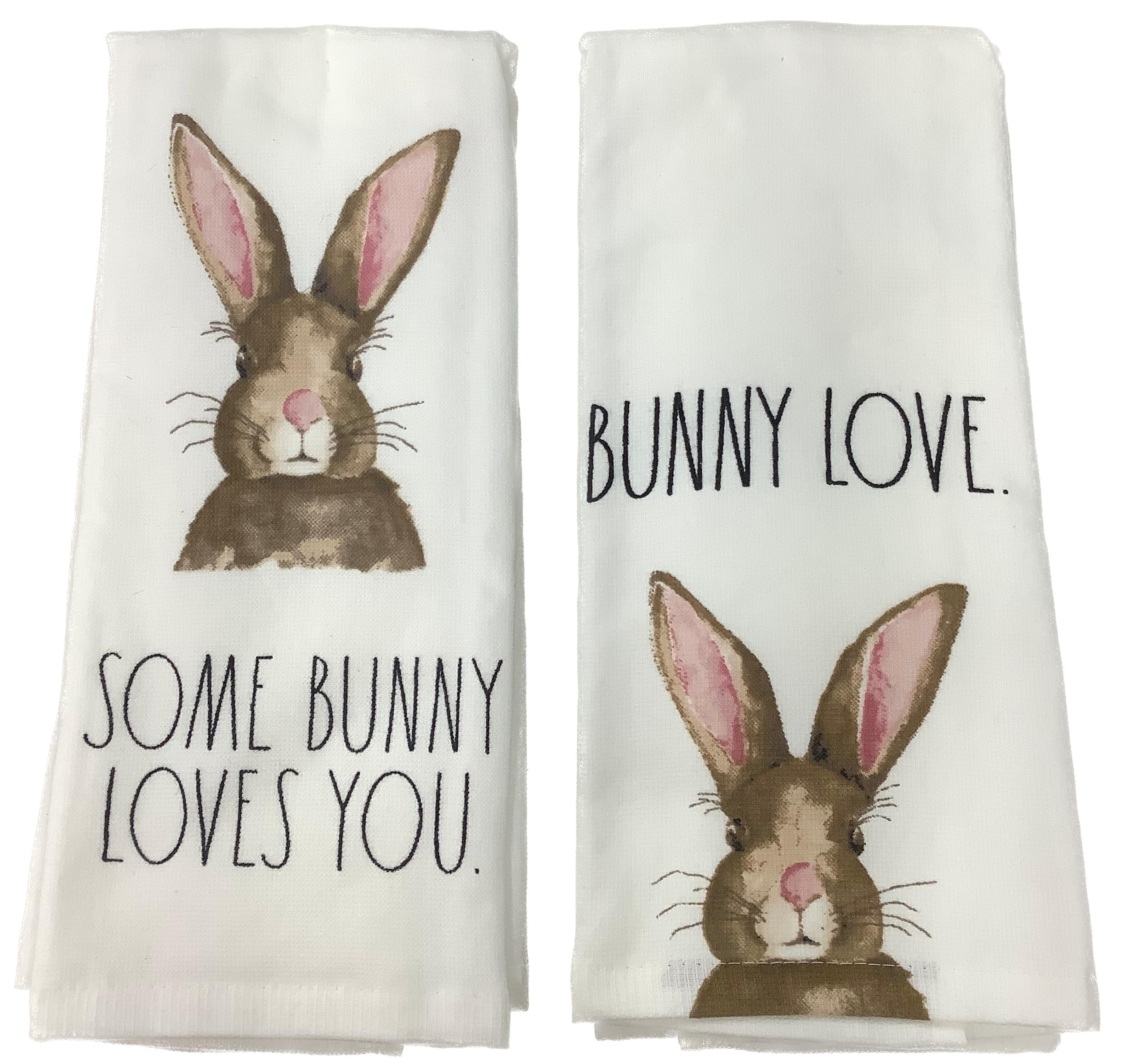 Rae Dunn Spring Easter Bunny 100% Cotton Kitchen Towels 2pk, Some Bunny ...