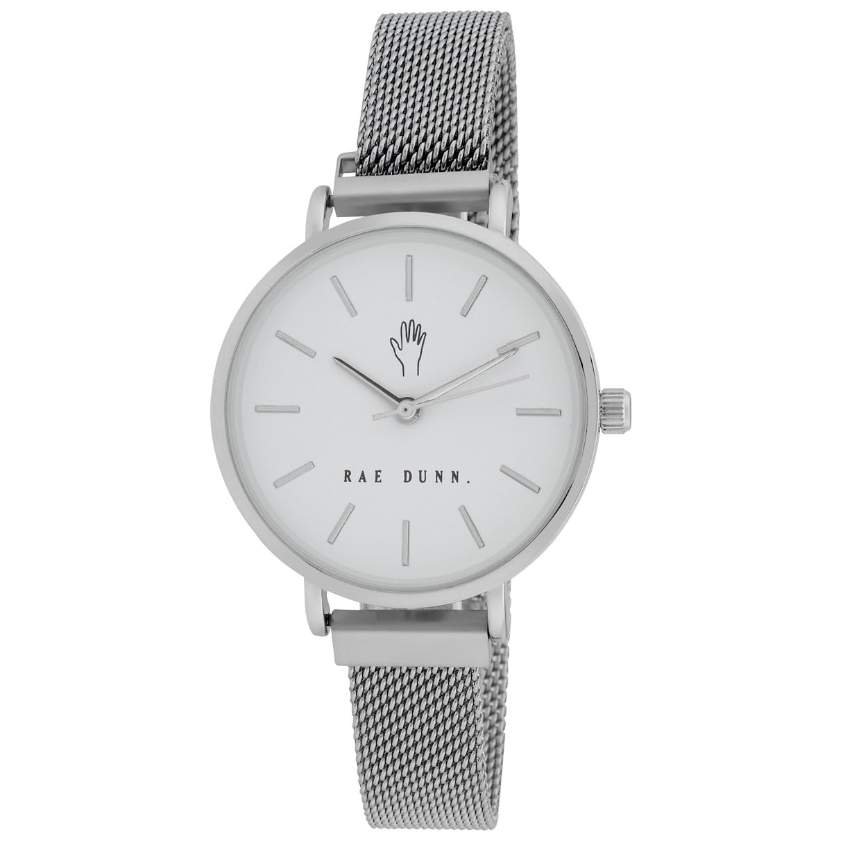 Rae Dunn Women's ROBIN Silver 33mm Sleek Round Face Magnetic Clasp Mesh ...