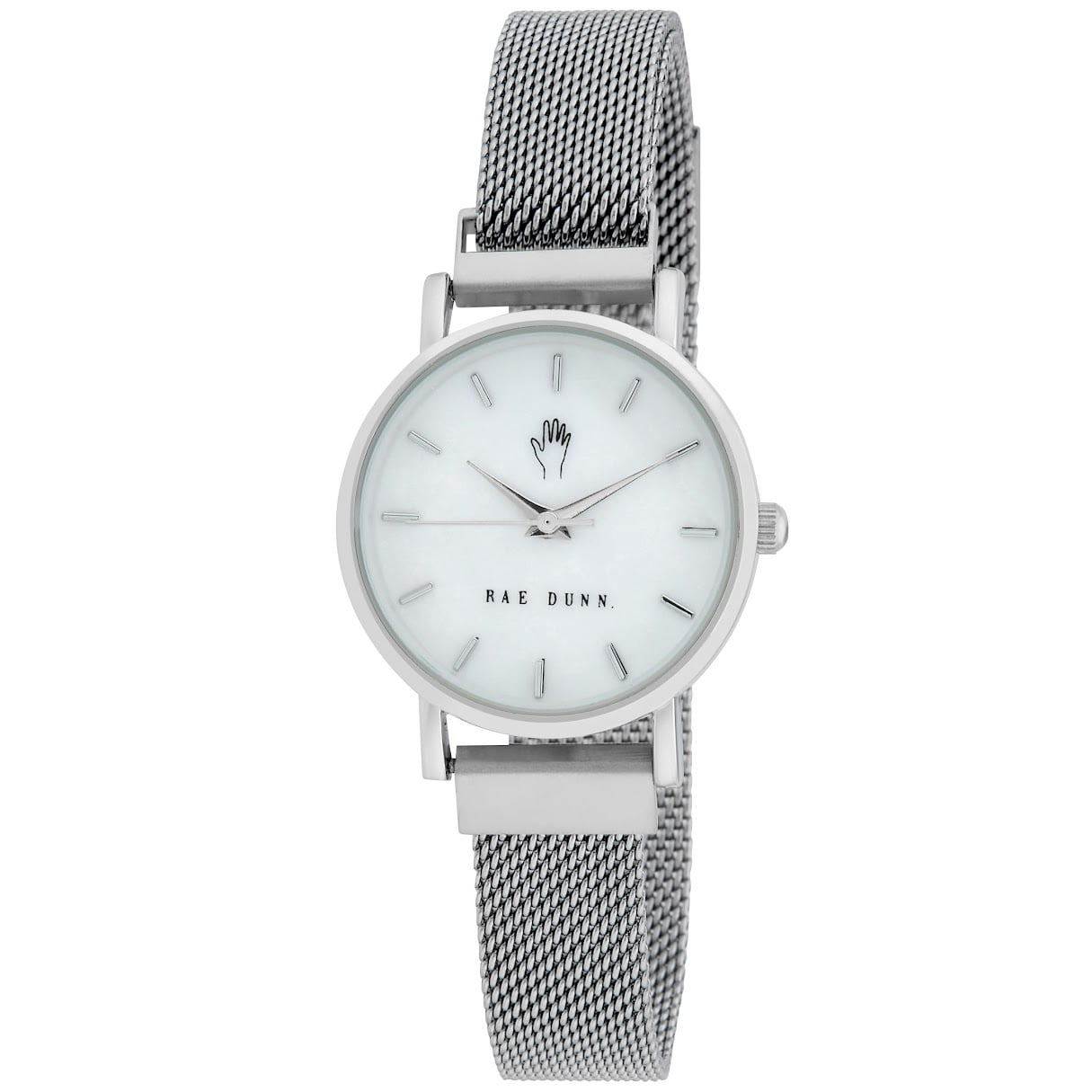 Rae Dunn Women's TARA Silver Sleek 29mm Round Face Mesh Magnetic Clasp ...