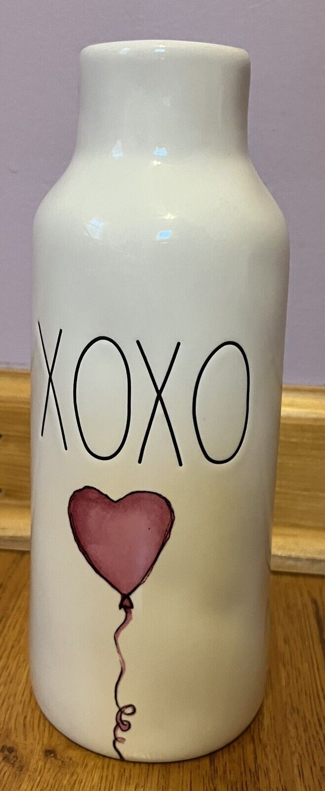 Rae Dunn XOXO Watercolor Heart Balloon Flower Vase Black LL Letters 9 ...