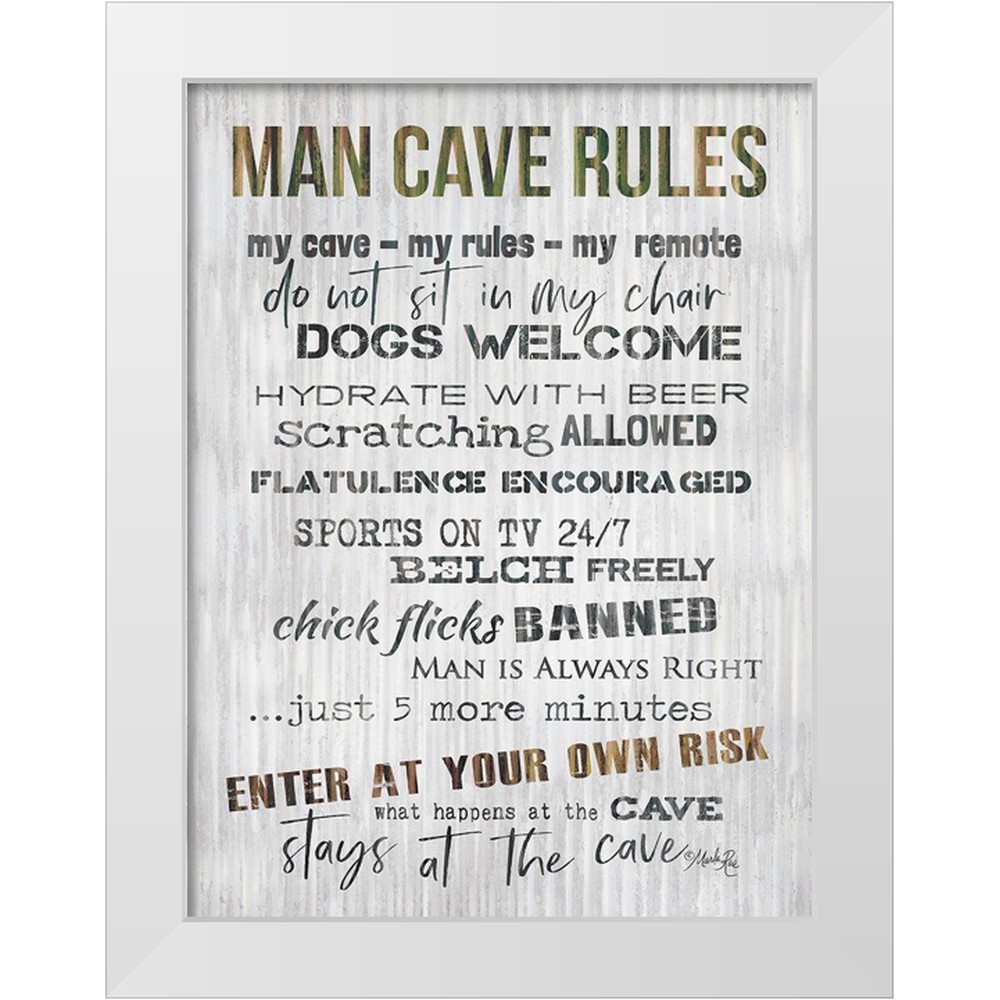 Rae, Marla 25x32 White Modern Wood Framed Museum Art Print Titled - Man Cave Rules IV - Walmart.com