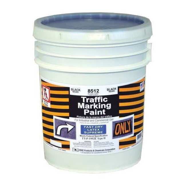 Rae Traffic Zone Marking Paint, 5 gal., Black, Latex Acrylic -Based ...