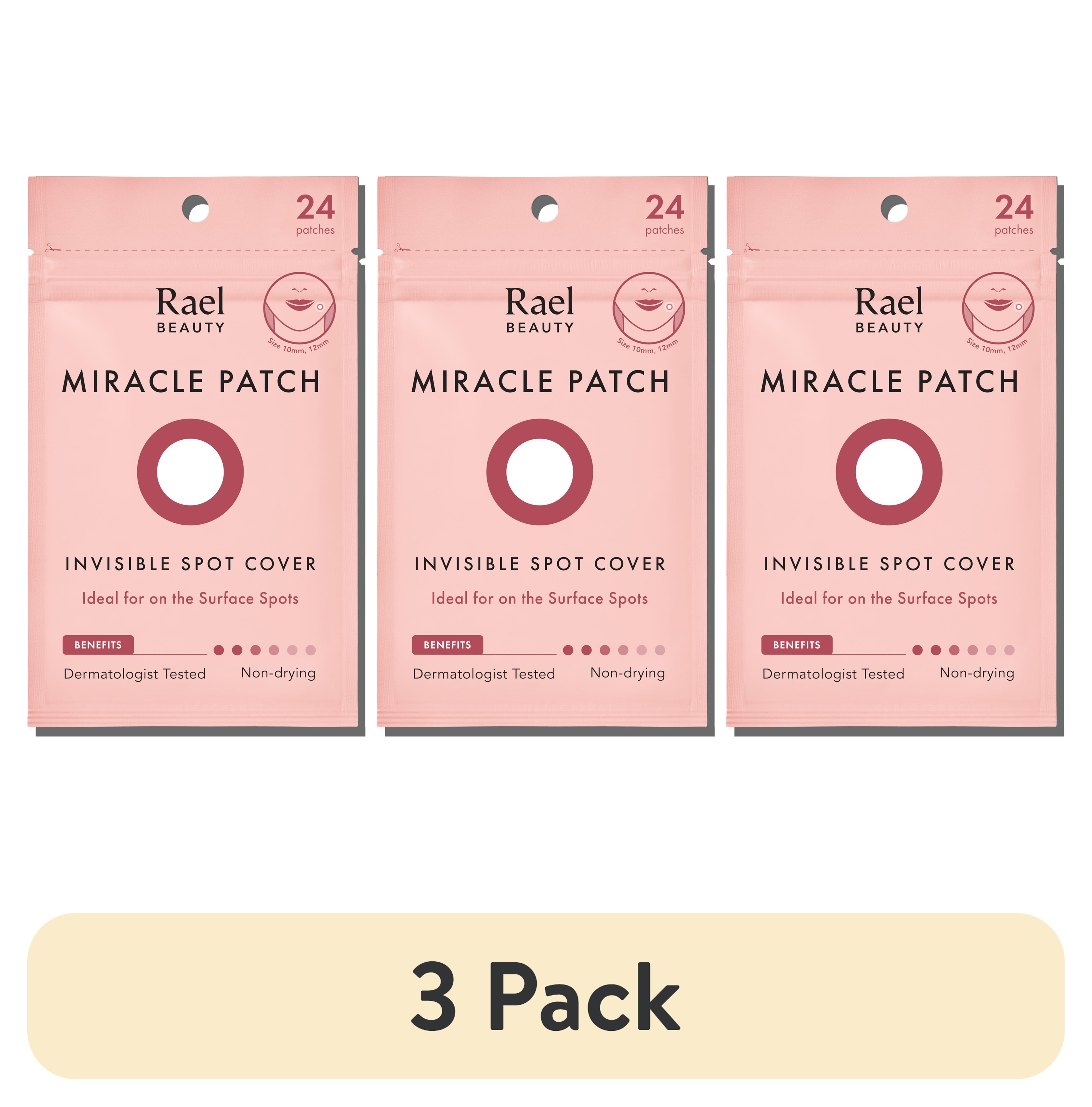 (3 pack) Rael Beauty Miracle Acne Patch Invisible Spot Cover, for All ...