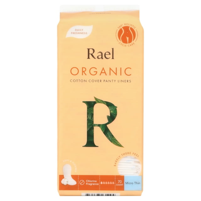 Rael Organic Cotton Cover Panty Liners, Micro Thin, 70 Count - Walmart.com
