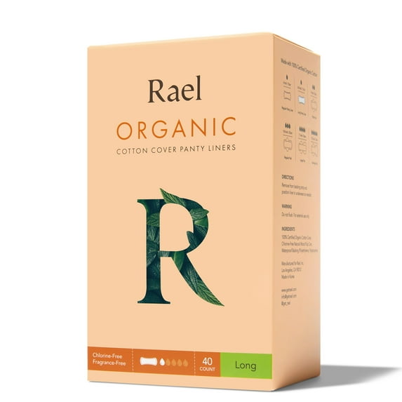 Rael Organic Cotton Long Panty Liners, 40ct - Hypoallergenic ...