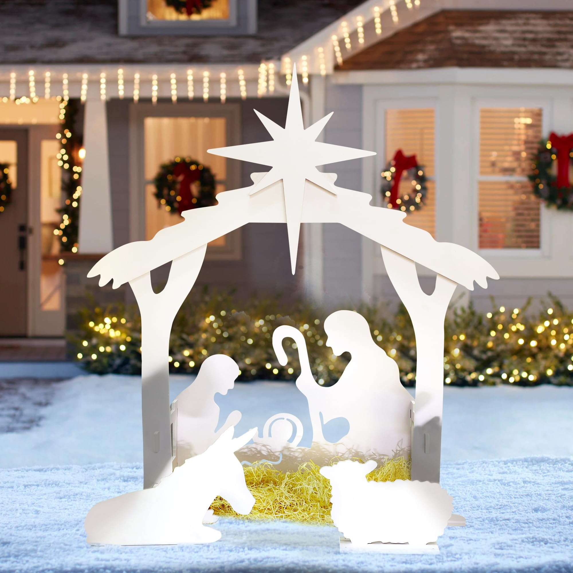 Raemean 4.5FT Outdoor Nativity Scene, Weatherproof Yard Nativity Set ...