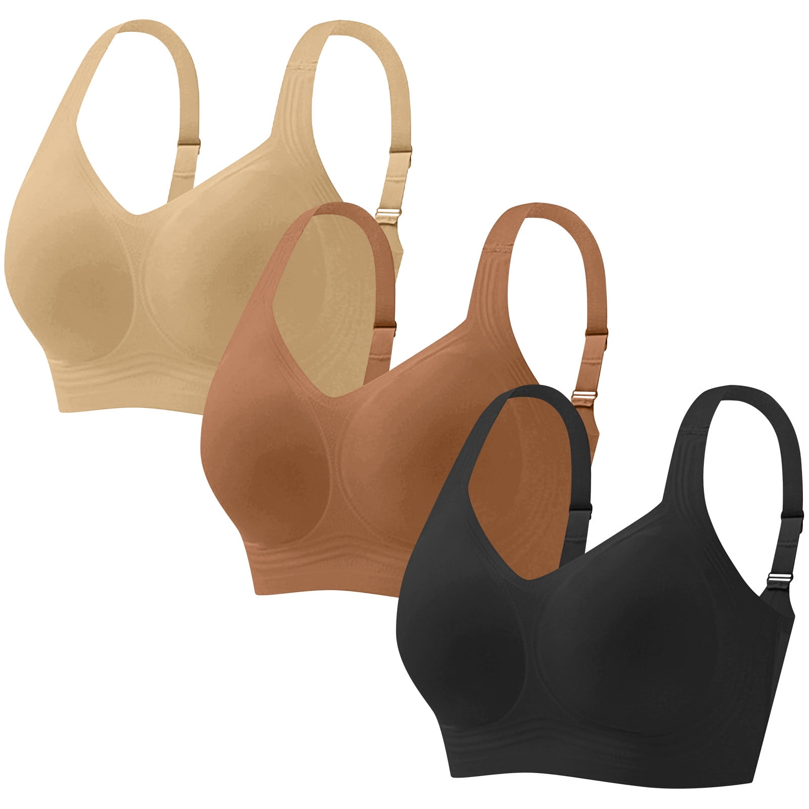 Raeneomay 3 Pack Push Up No Underwire Bra for Women, Plus Size to 4XL ...
