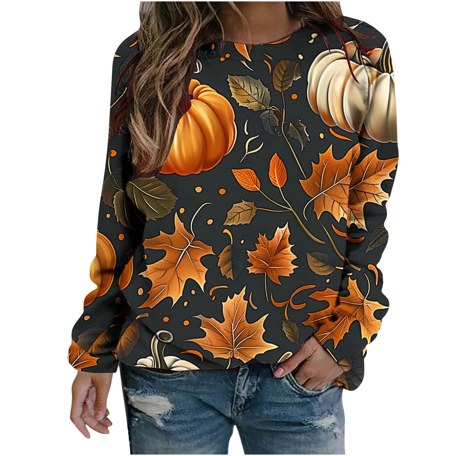 Raeneomay Long Sleeve Shirts for Women Women Fall and Winter ...