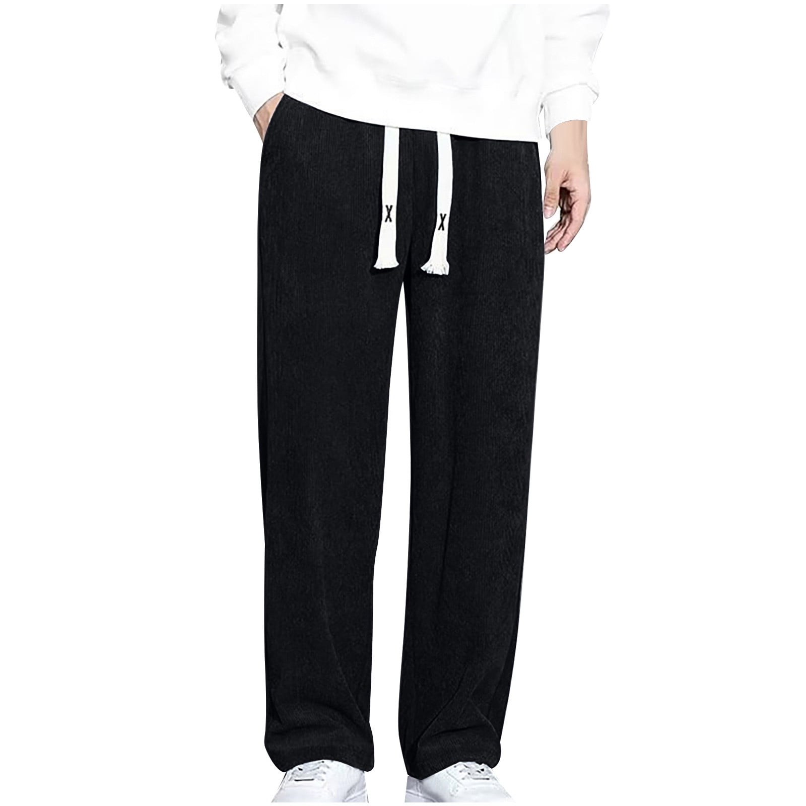 Raeneomay Pocket Uniform Work Soft Chino Pants Men's Fashion Drawstring ...