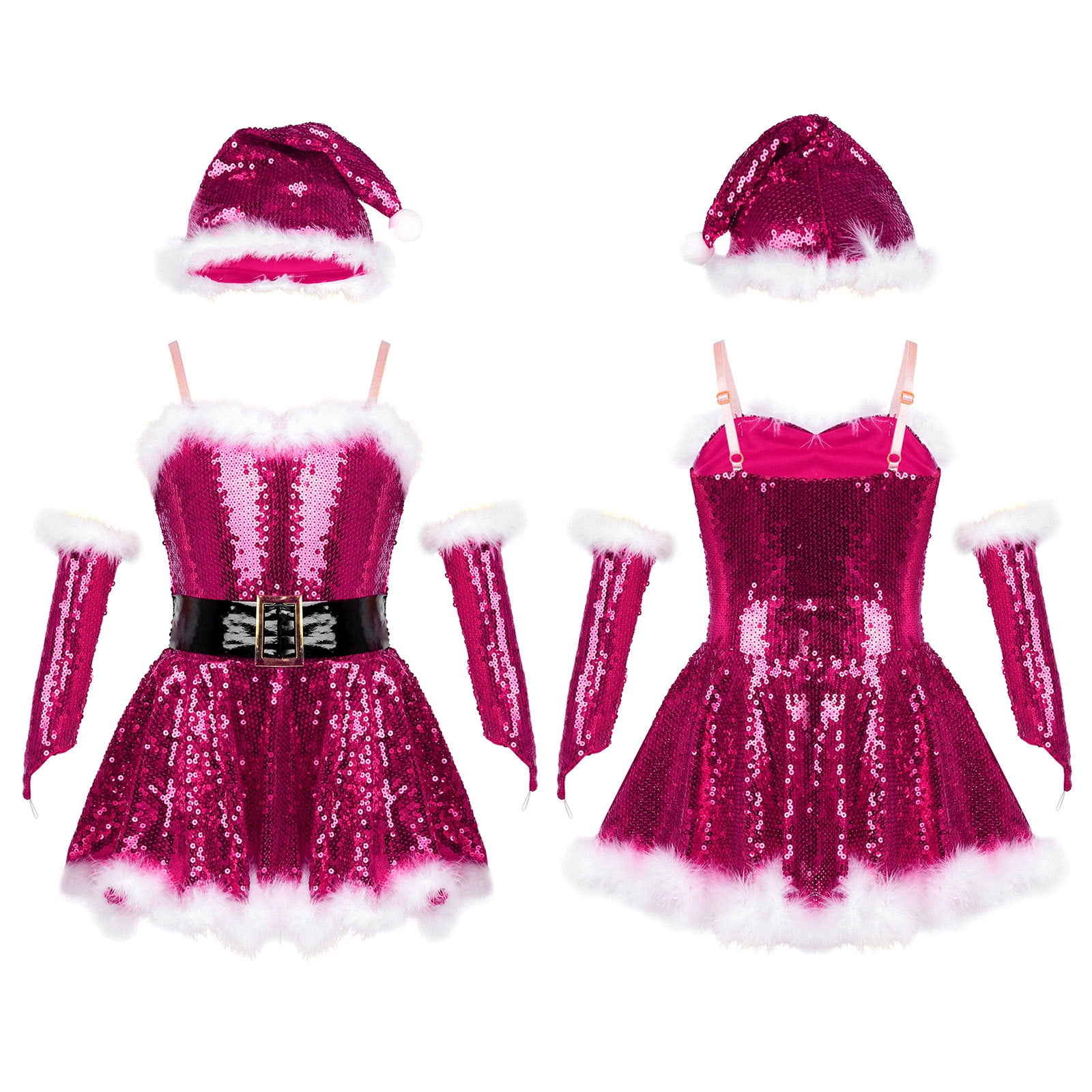 Raenseen Girls Christmas Costume Mrs Santa Claus Fancy up Outfits ...