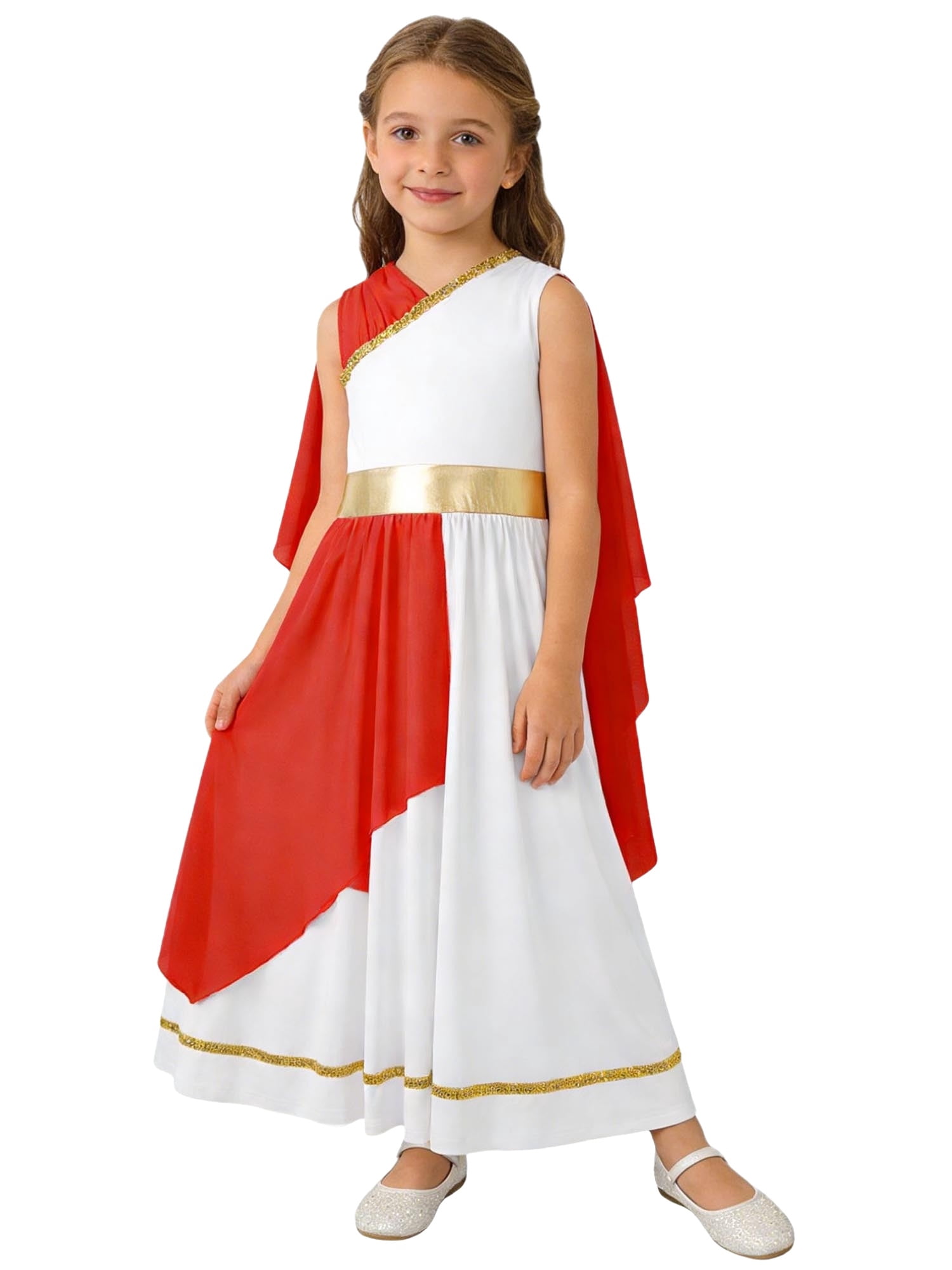 Raenseen Girls Princess Roman Grecian Gown Dress Shawls Flowy Ballet ...