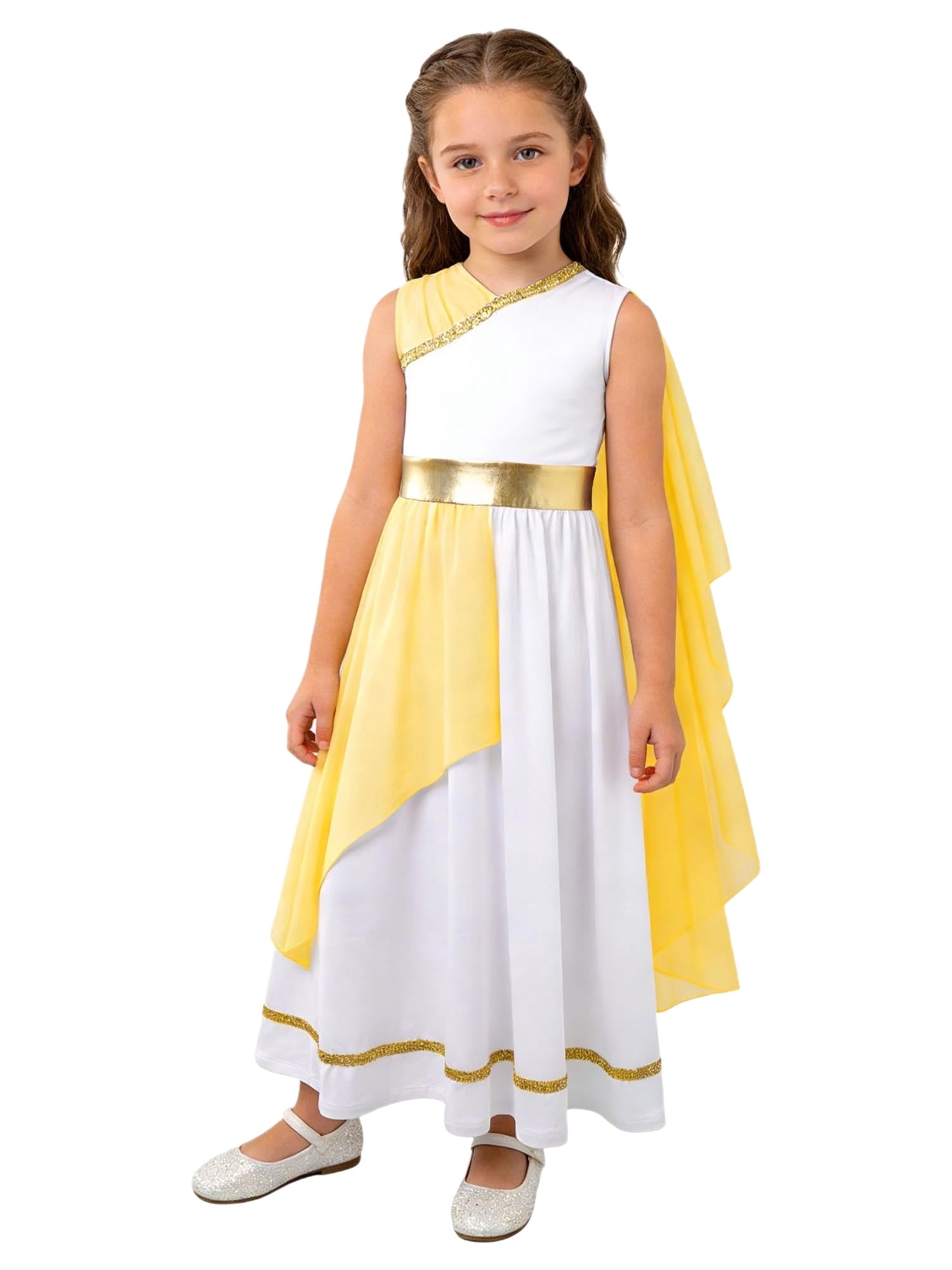 Raenseen Girls Princess Roman Grecian Gown Dress Shawls Flowy Ballet ...
