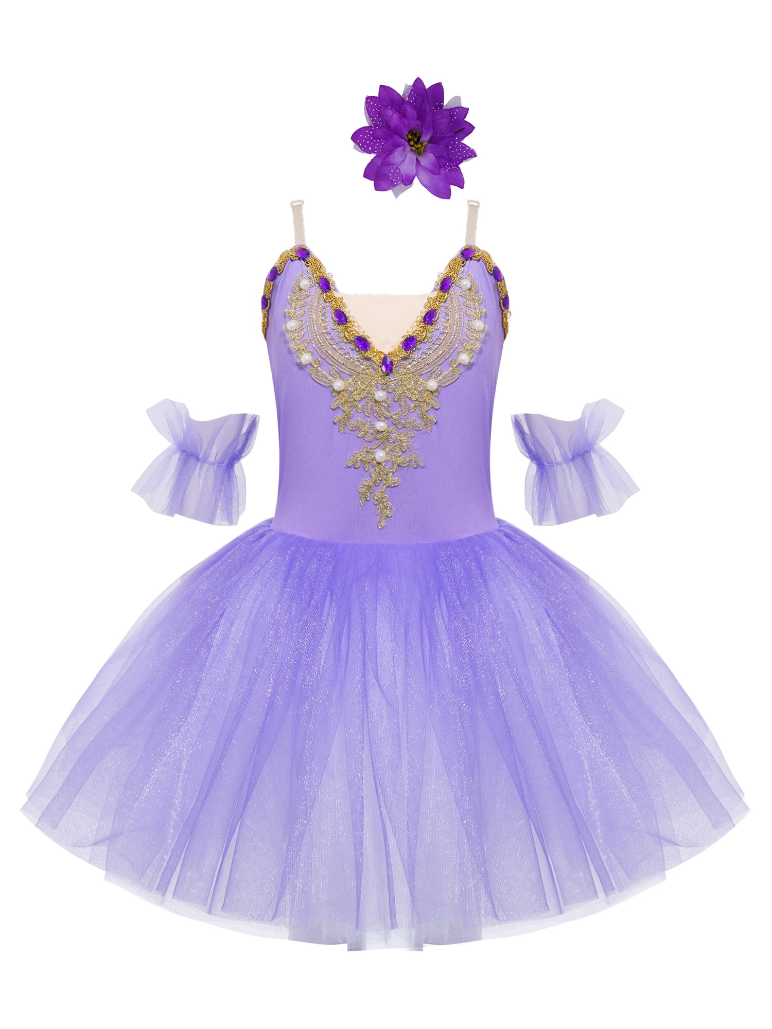 Raenseen Kids Girls Ballerina Swan Lake Outfit Ballet Leotard Tutu ...