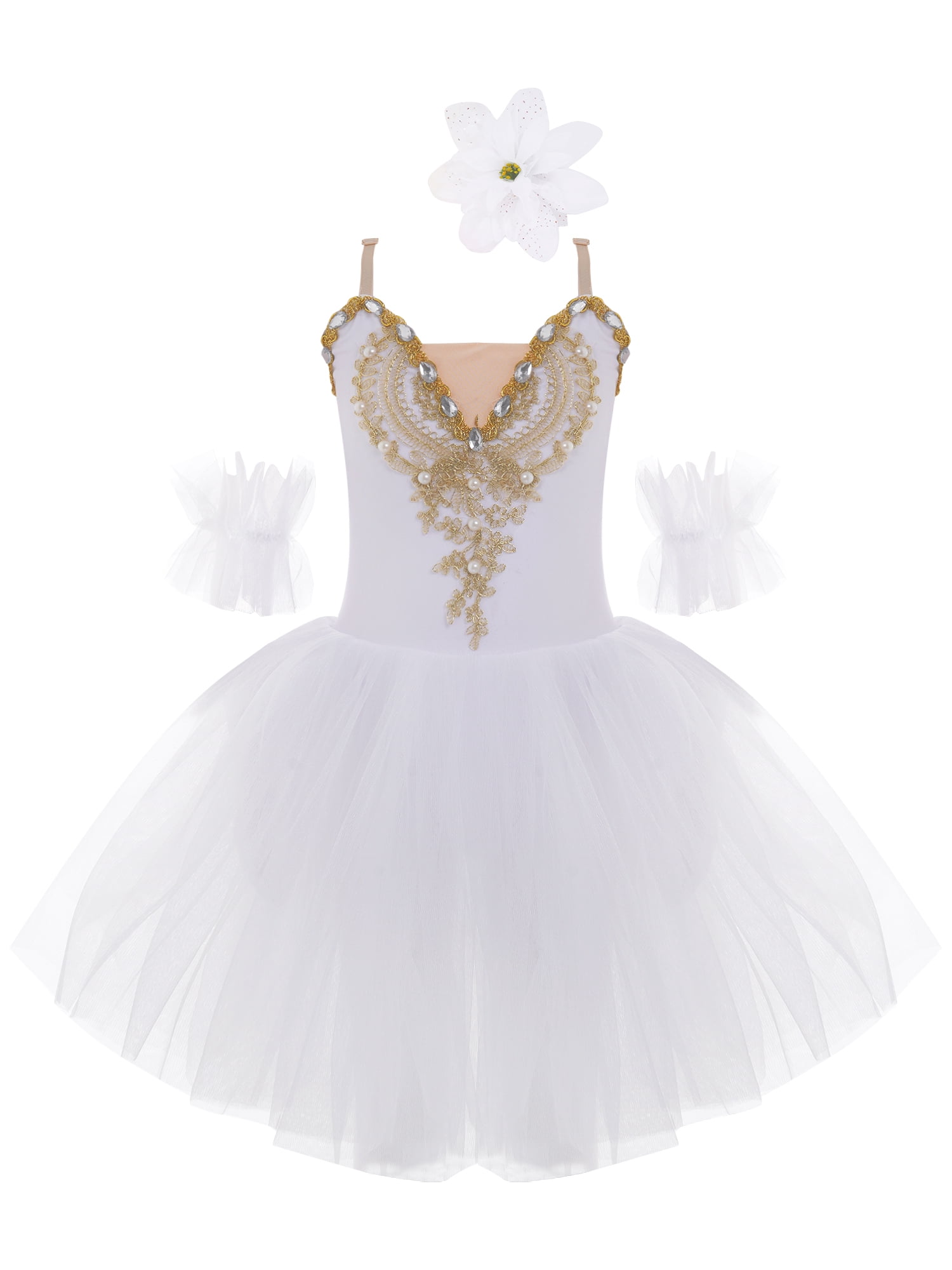 Raenseen Kids Girls Ballerina Swan Lake Outfit Ballet Leotard Tutu ...