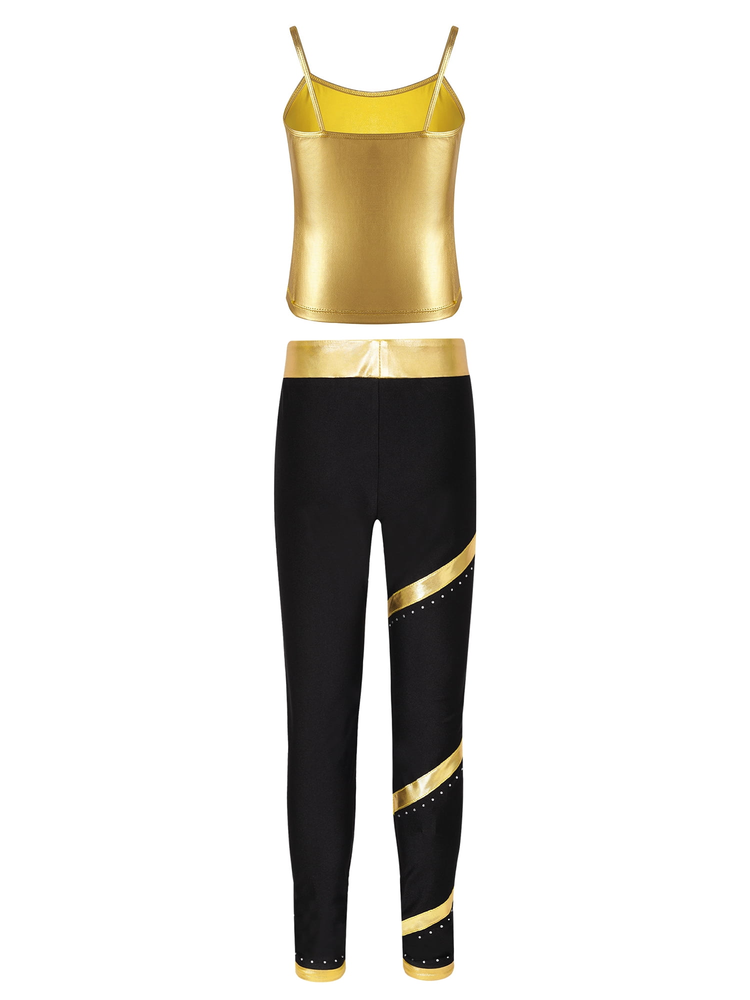 Raenseen Kids Girls Hip Hop Dance Outfit Girls Sparkly Camisole Tank ...