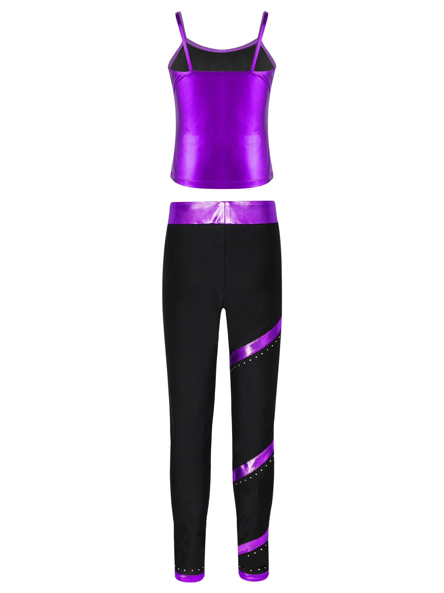 Raenseen Kids Girls Hip Hop Dance Outfit Girls Sparkly Camisole Tank ...