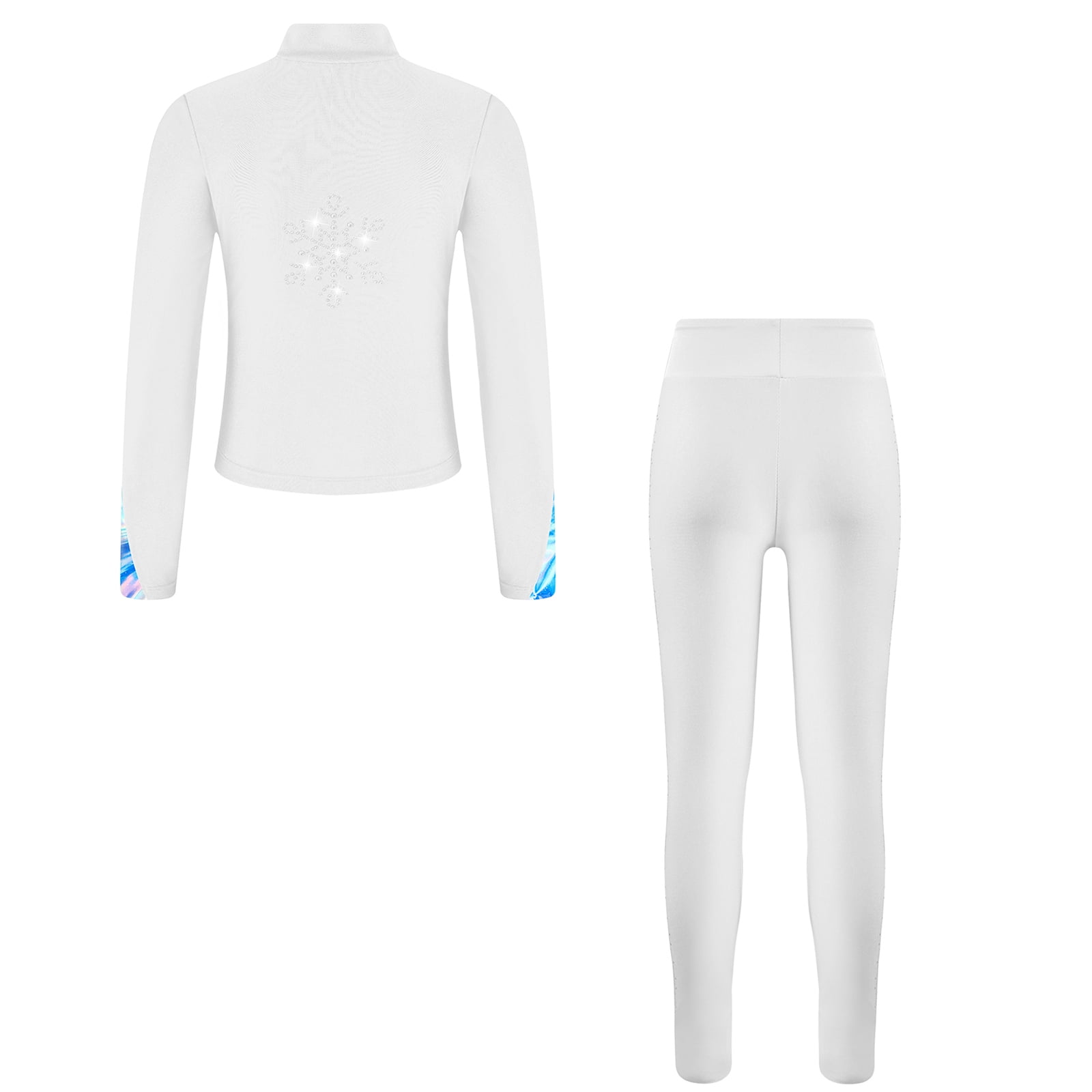 Raenseen Kids Girls Ice Skating Outfits Long Sleeve Zipper Skating ...