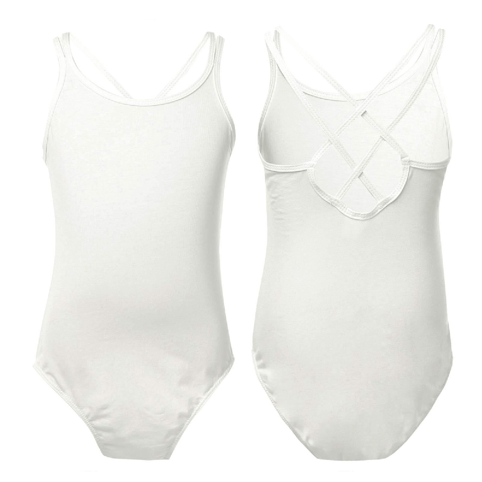 Raenseen Kids Girls Jumpsuit Dancewear Spaghetti Straps Solid Color ...