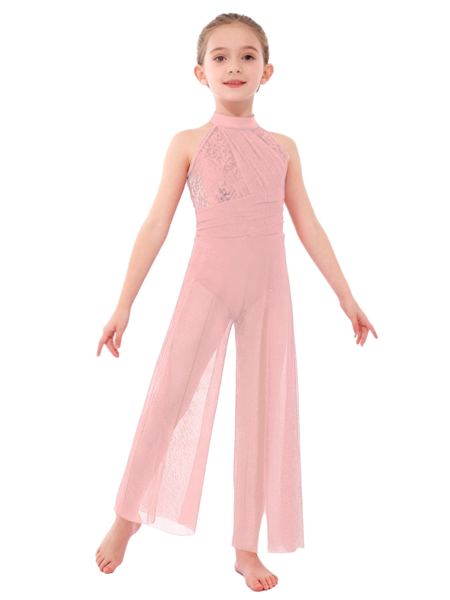 Raenseen Kids Girls Modern Lyrical Dance Jumpsuit Shiny Sequin Shimmery ...