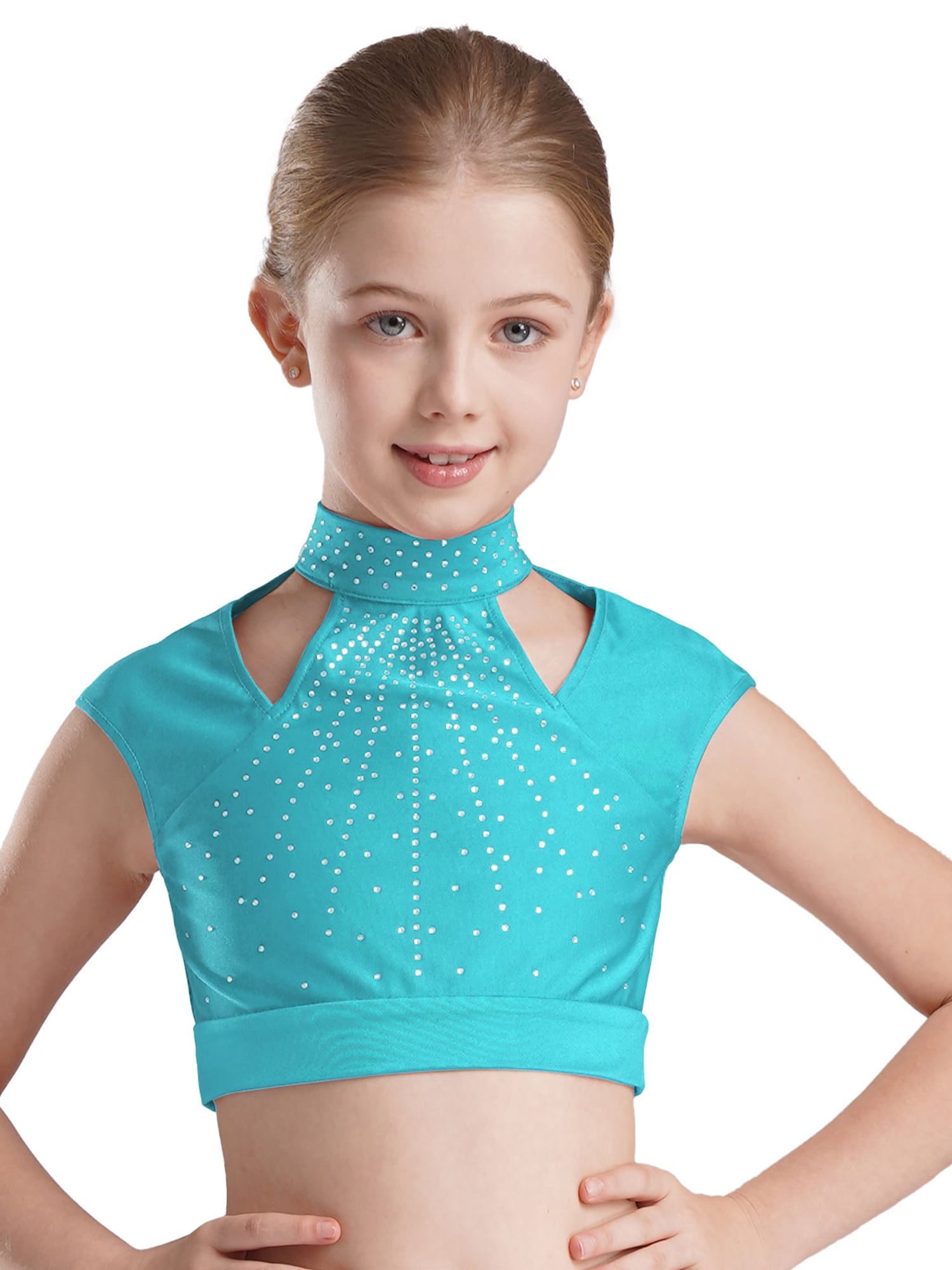 Raenseen Kids Girls Sleeveless Ballet Jazz Hip Hop Dance Tank Crop Tops ...