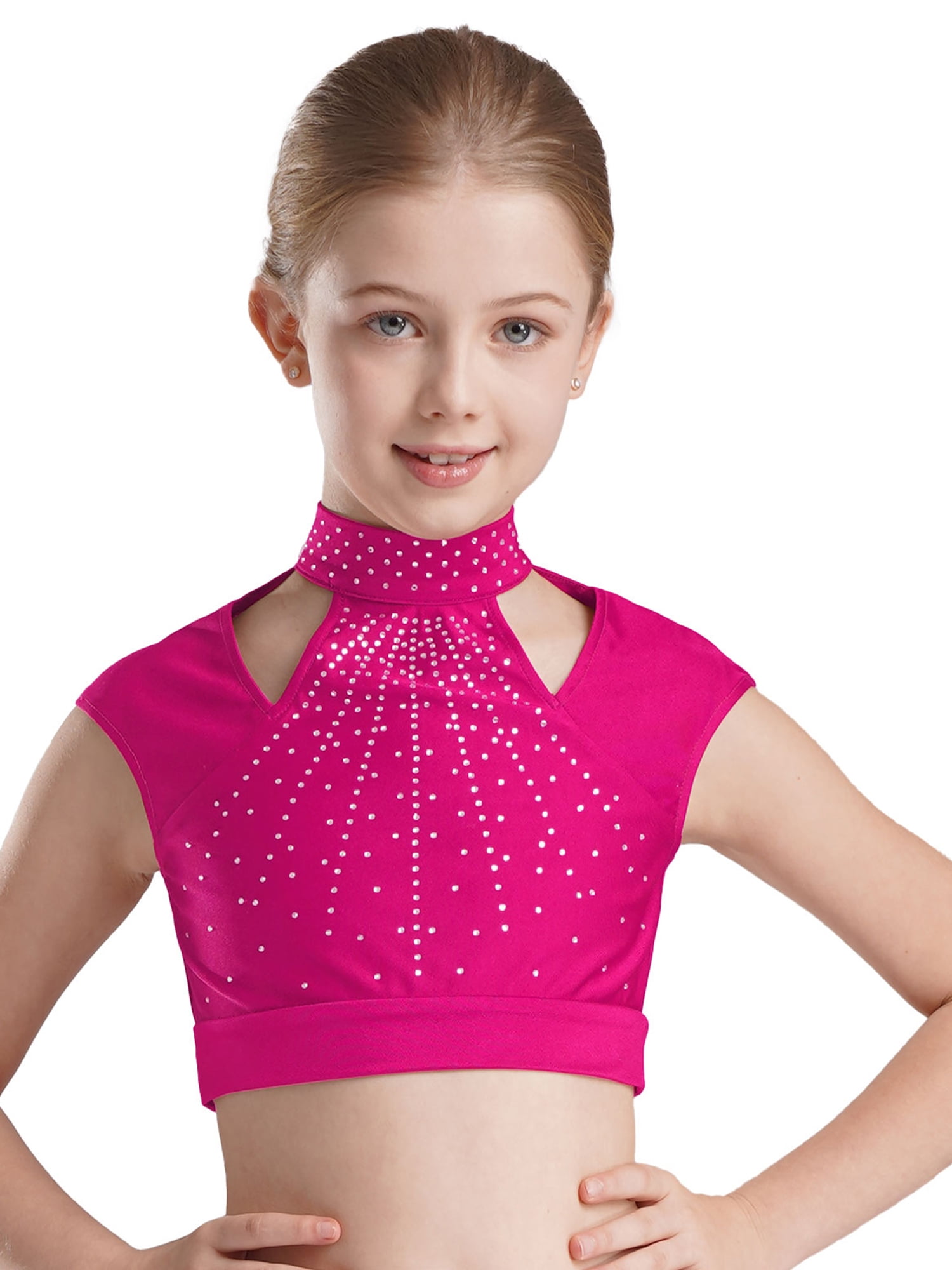 Raenseen Kids Girls Sleeveless Ballet Jazz Hip Hop Dance Tank Crop Tops ...
