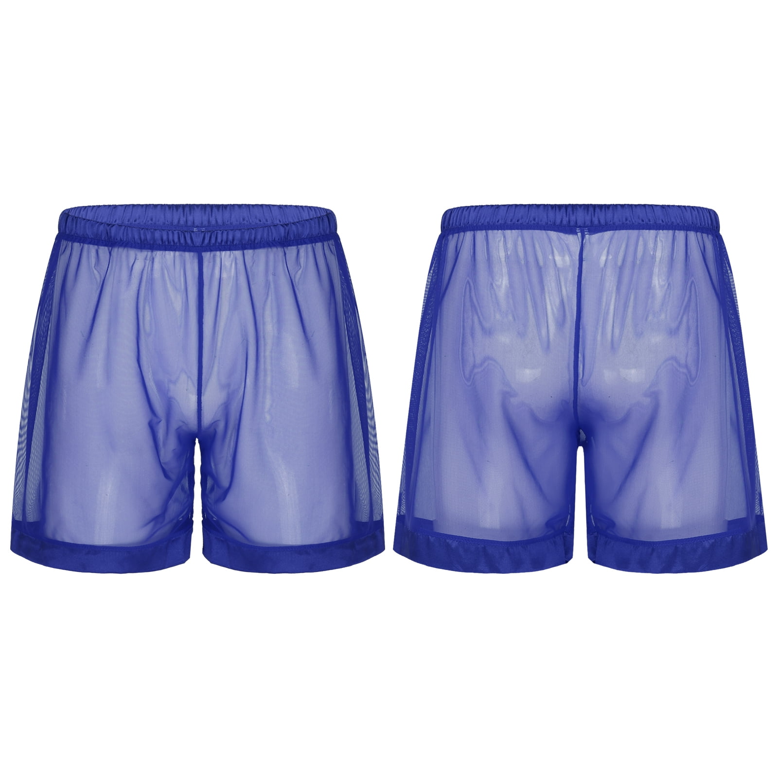 Raenseen Men's See Through Shorts Sheer Mesh Loose Shorts Underwear ...