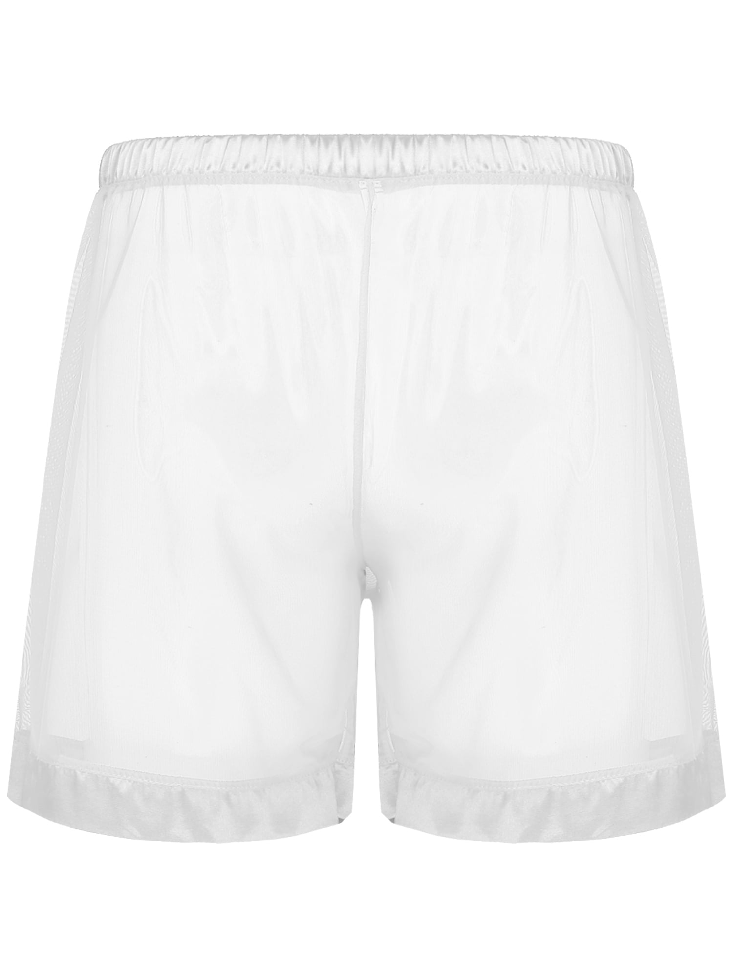Raenseen Men's See Through Shorts Sheer Mesh Loose Shorts Underwear ...