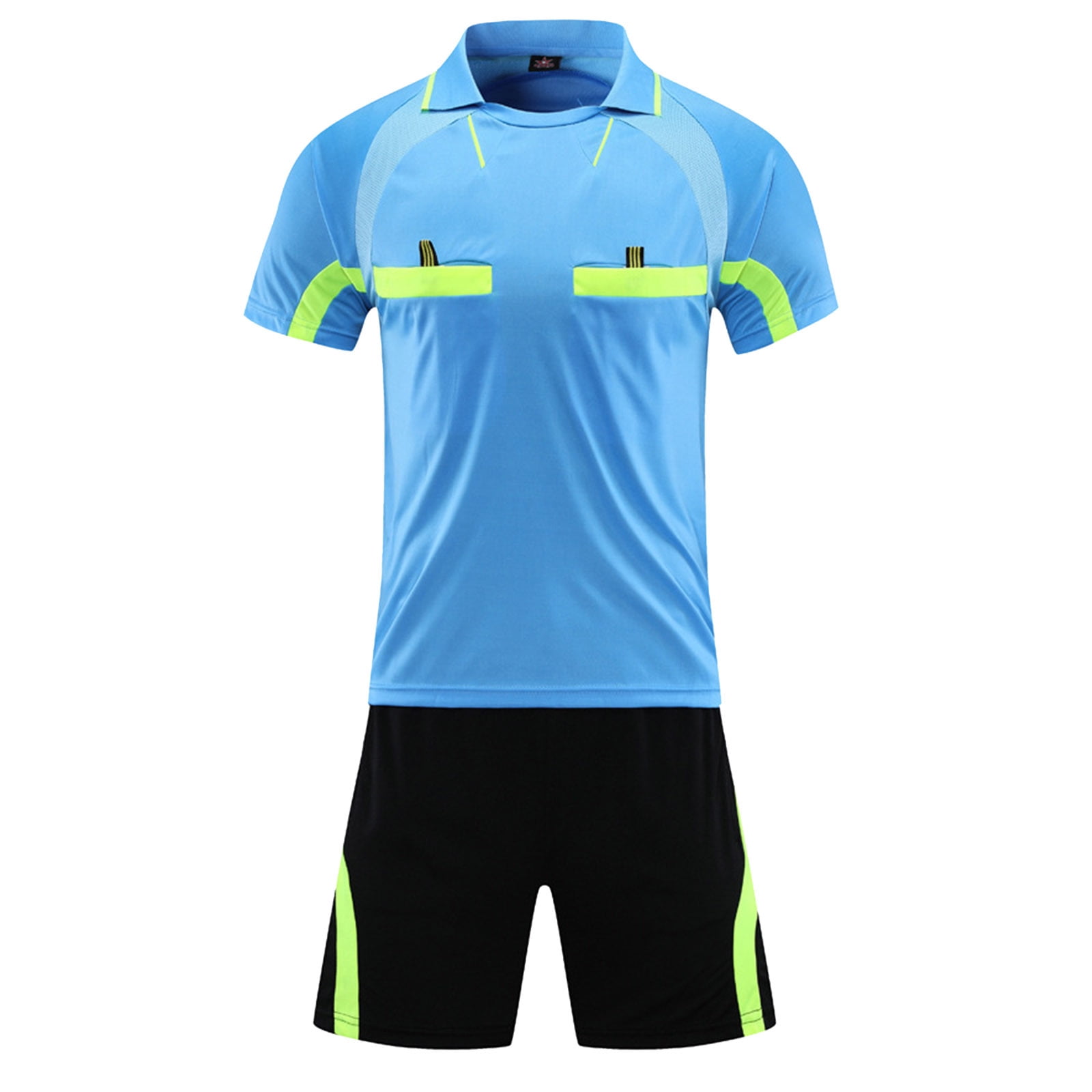 Raenseen Men's Soccer Referee Jersey Outfits Short Sleeve Pro Referee ...
