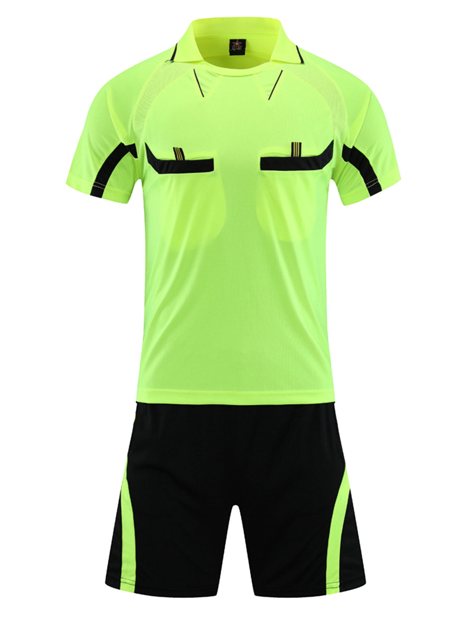 Raenseen Men's Soccer Referee Jersey Outfits Short Sleeve Pro Referee ...