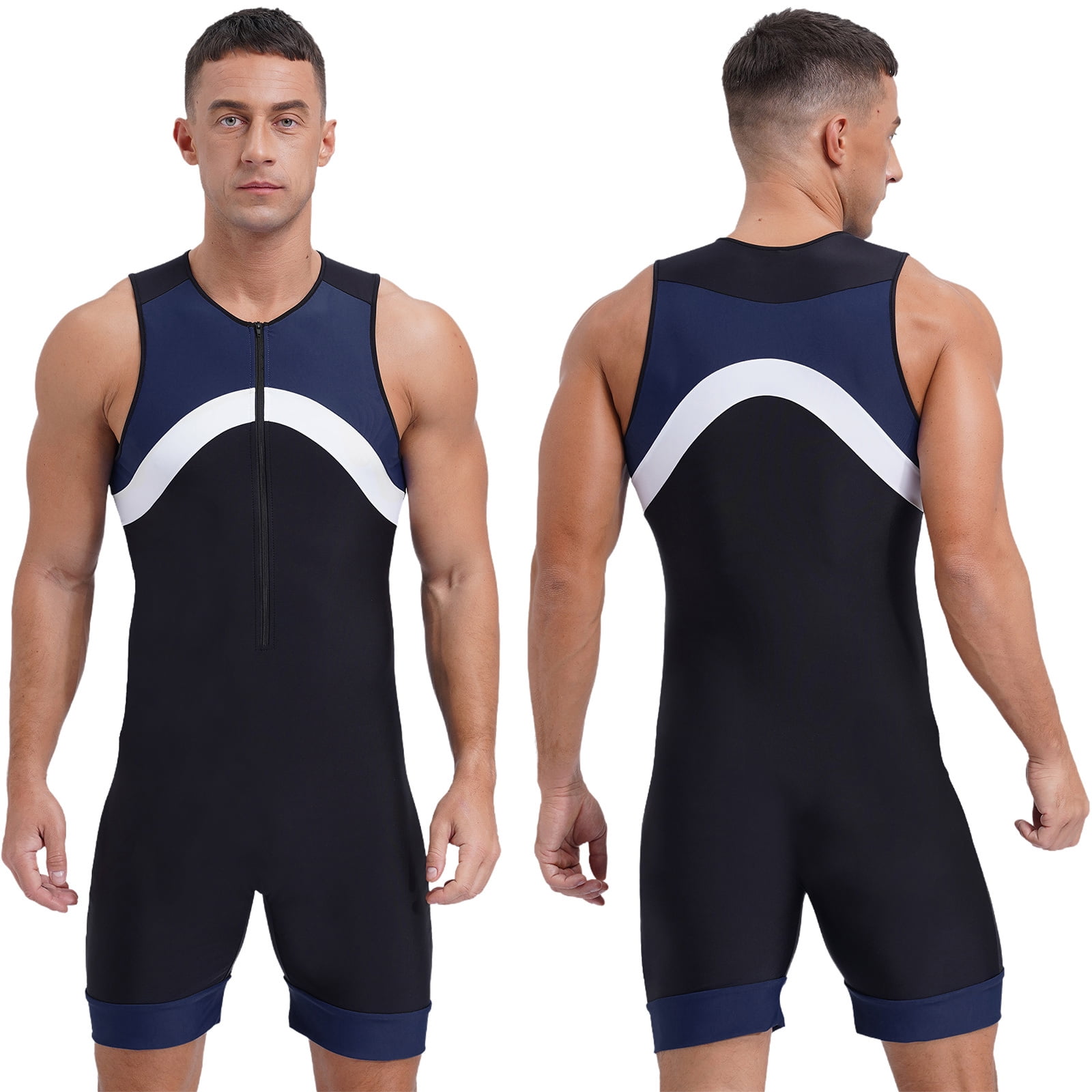 Raenseen Mens One Piece Swimsuit Bathing Swimming Suit Sleeveless ...