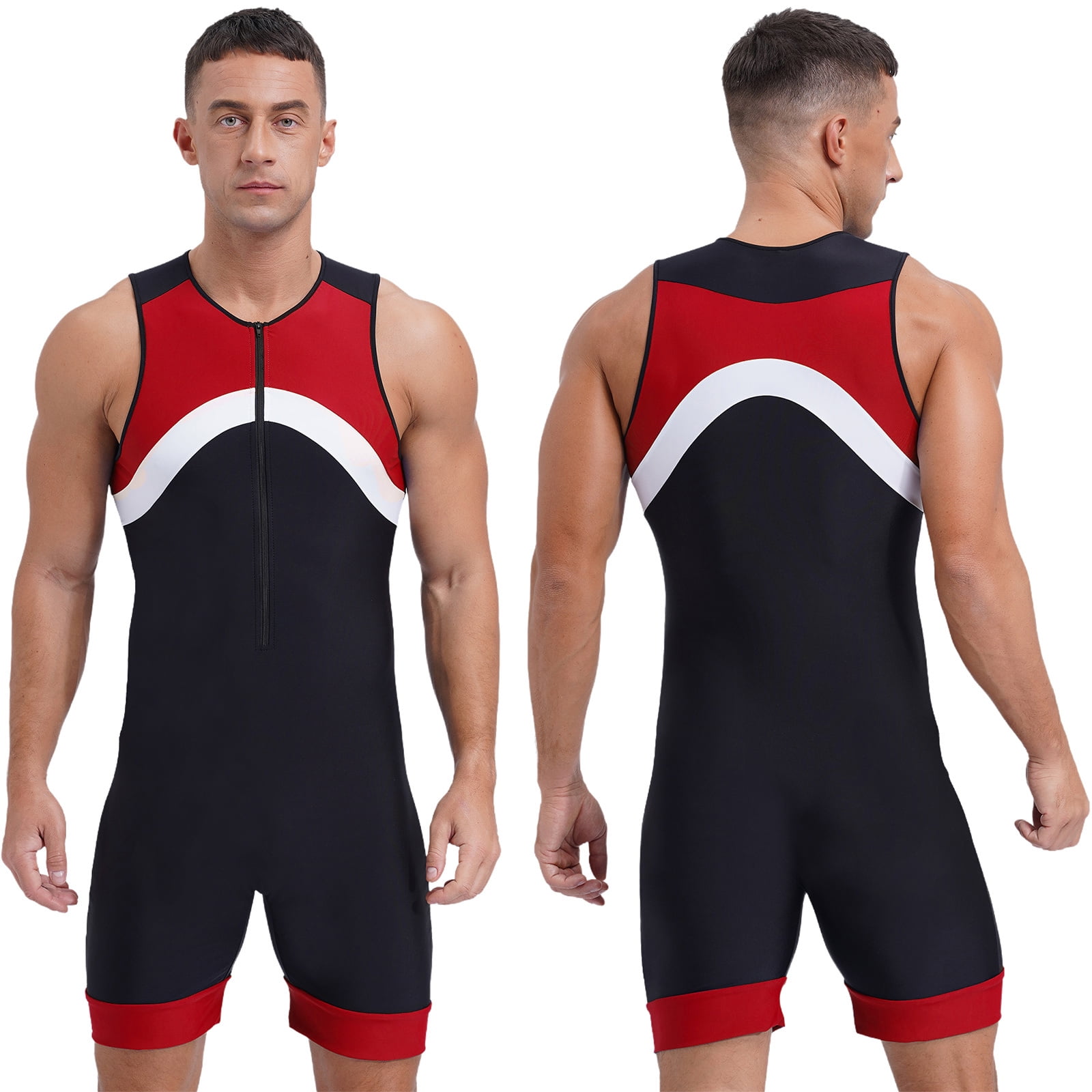 Raenseen Mens One Piece Swimsuit Bathing Swimming Suit Sleeveless ...