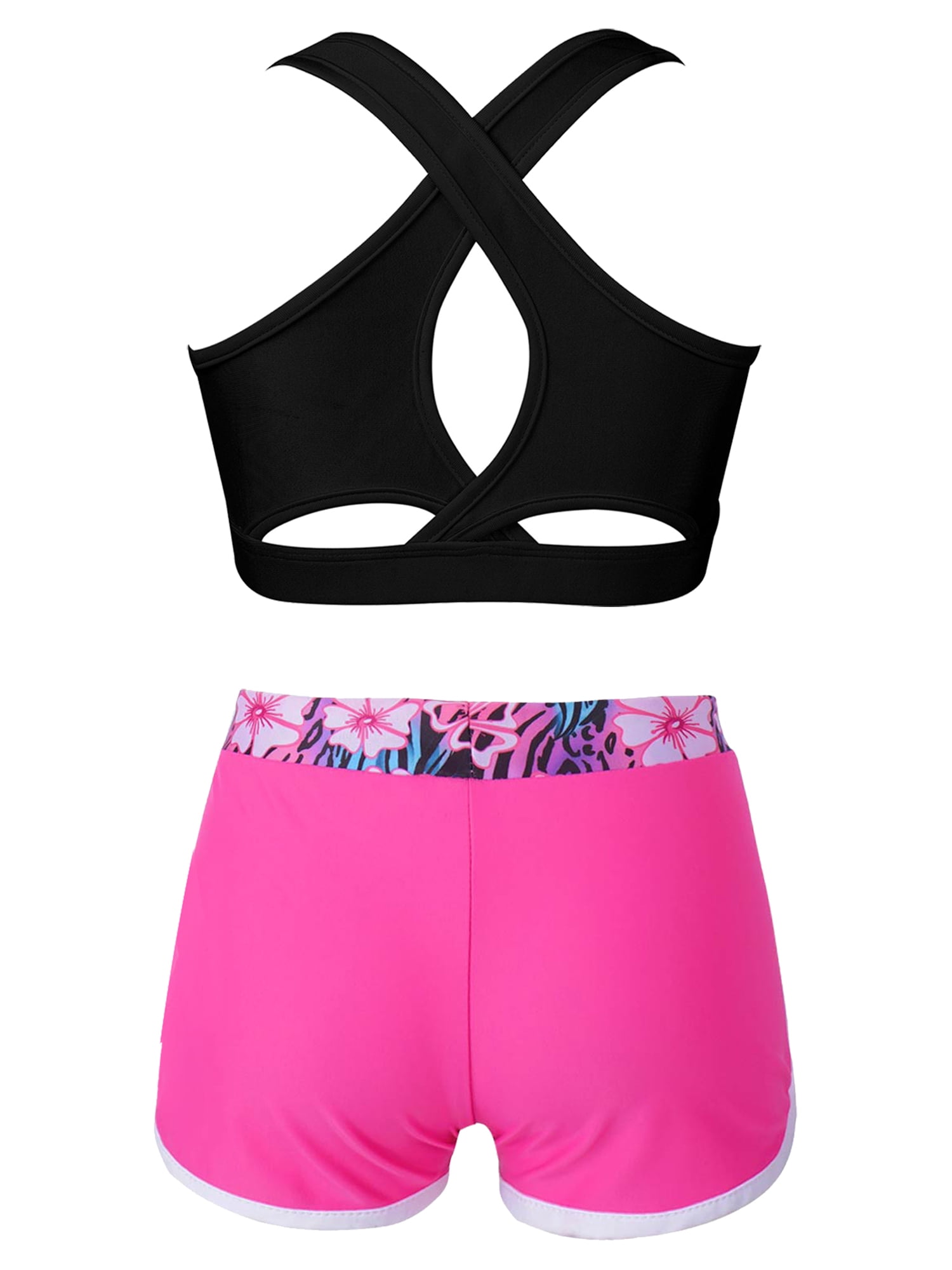 Raenseen Sports Crop Top & Short Set Girl Raceback Sportswear 2 Pieces ...