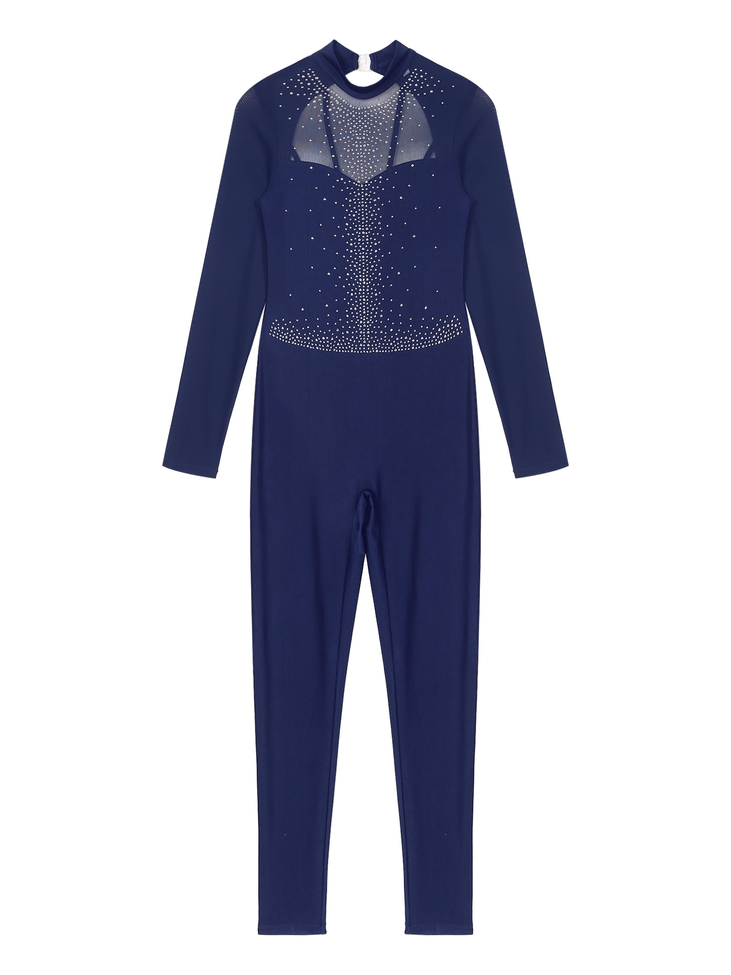 Raenseen Women Gymnastics Leotard Unitard Shiny Rhinestone Full Length ...
