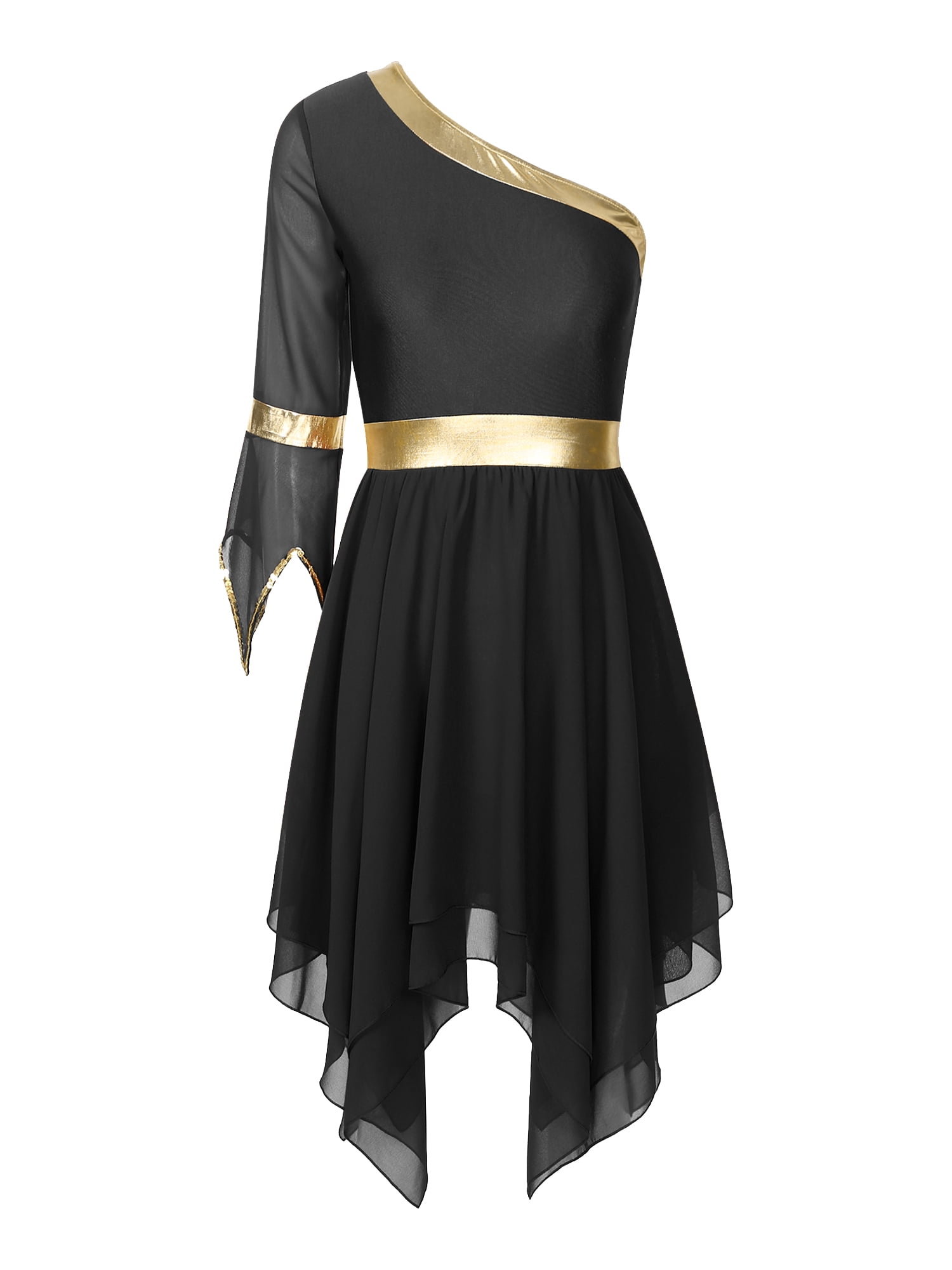 Raenseen Women Praise Dance Dress Irregular Hem Liturgical Dresses ...