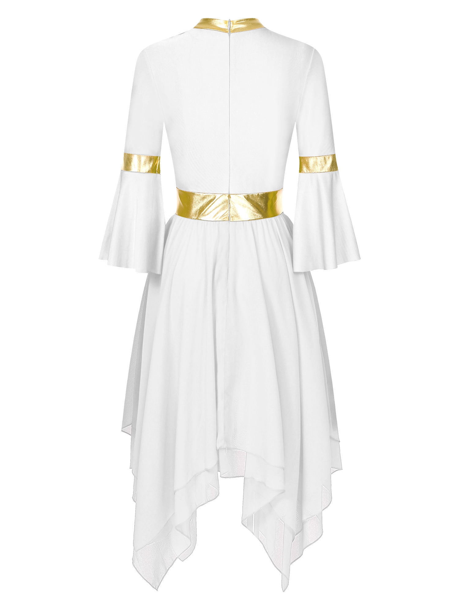 Raenseen Women's Color Block Liturgical Praise Dance Dress Flare Sleeve ...