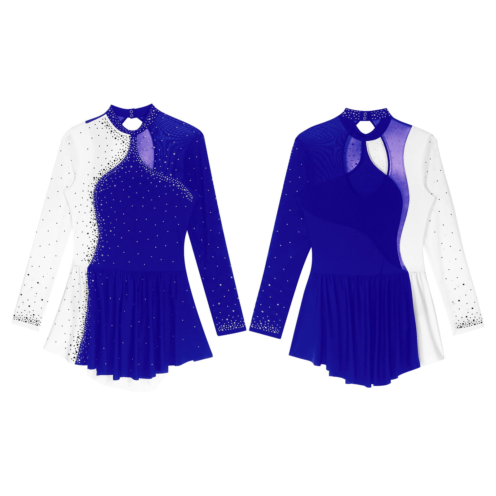 Raenseen Womens Rhinestone Figure Ice Skating Dress Costume For Roller