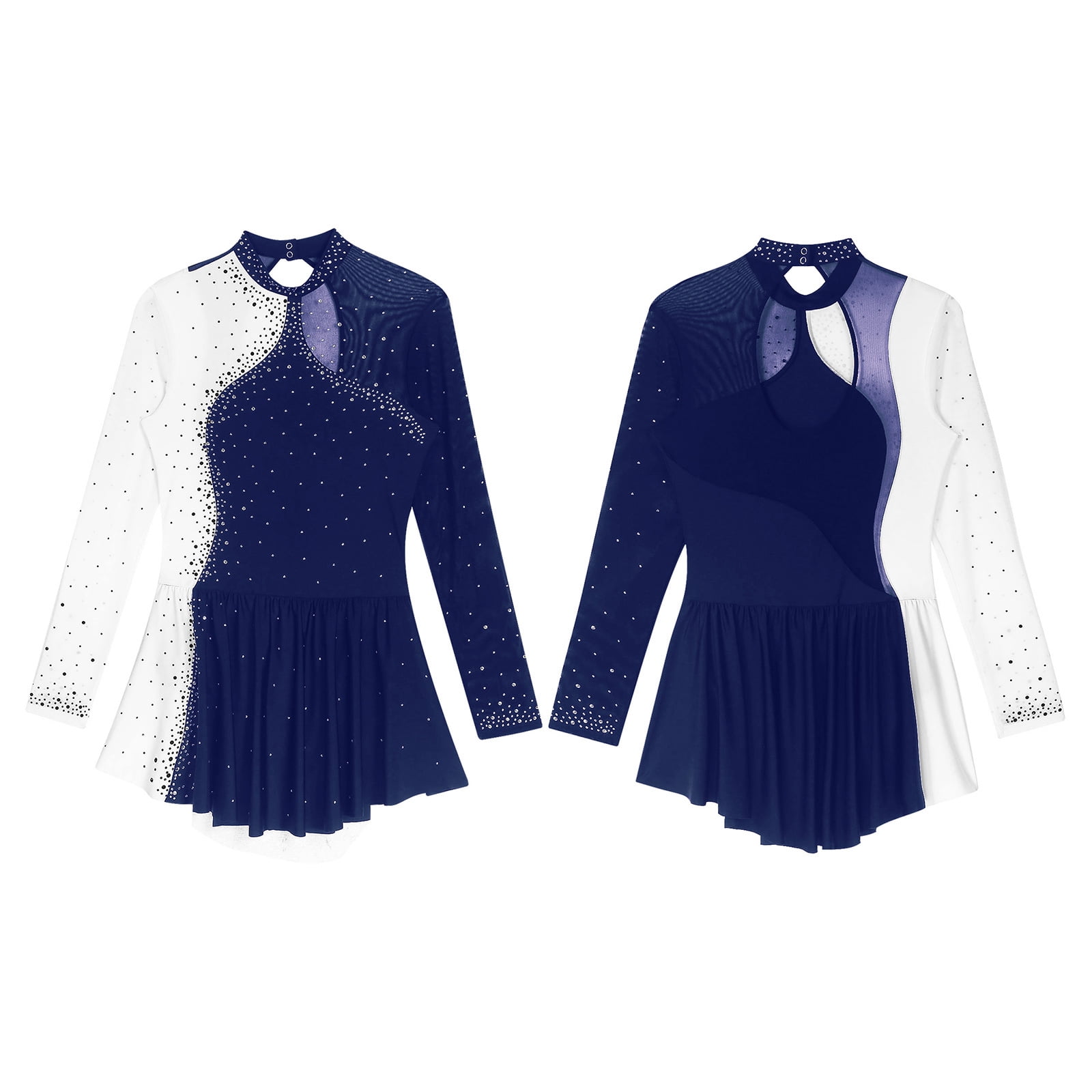 Raenseen Women's Rhinestone Figure Ice Skating Dress Costume for Roller ...