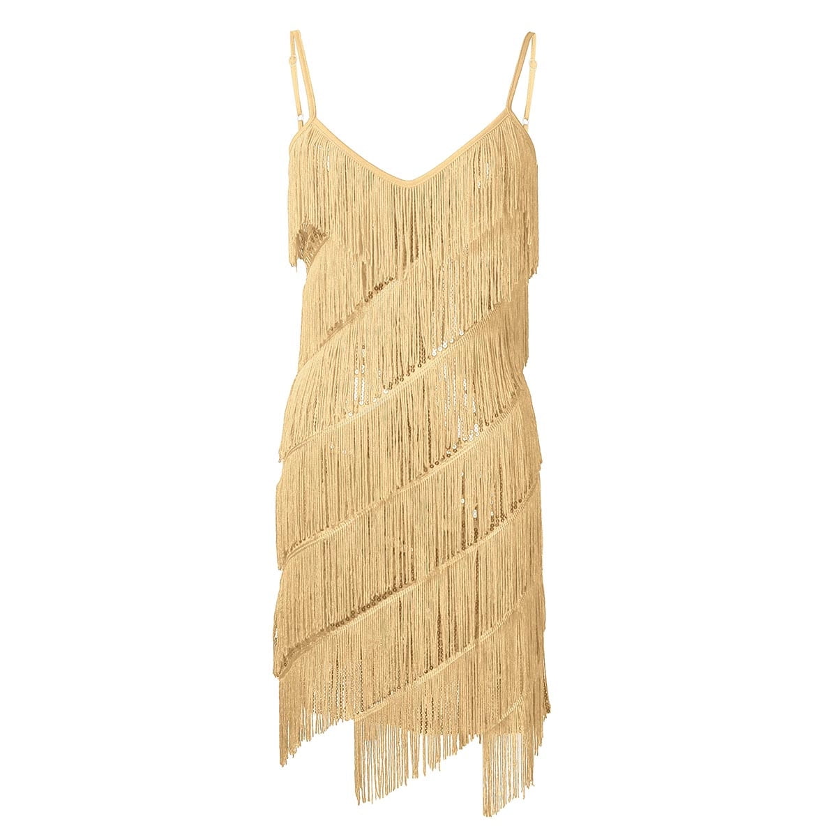 Raenseen Women's Sequins Tassel Dance Costume Samba Rumba Tango Dance ...