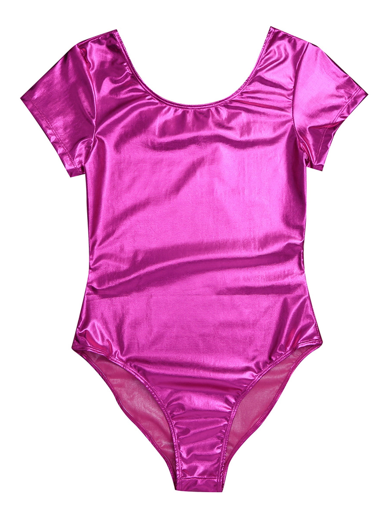 Raenseen Women's Shiny Metallic Short Sleeve Leotard Ballet Dance ...