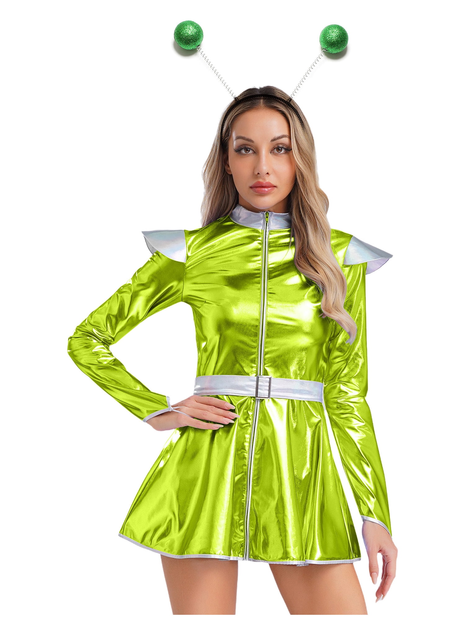 Raenseen Women's Space Dress Alien Astronaut Long Sleeve A-line with ...