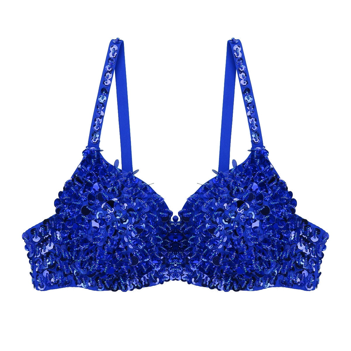 Raenseen Women's Sparkle Sequins Push Up Bra Glitter Beading Padded ...