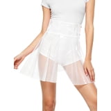 Raenseen Womens PVC Mini Skirt High Waist Pleated A-line Miniskirts ...