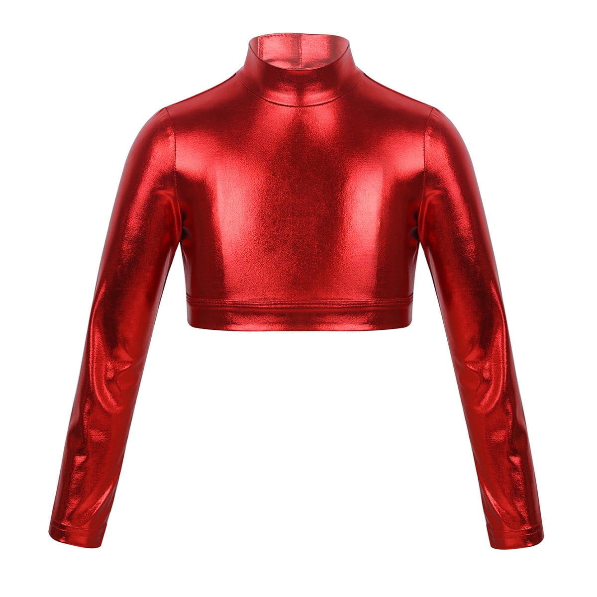 Raenseen YOOJOOKids Girls Metallic Shirts Shiny Long Sleeves Mock Neck ...