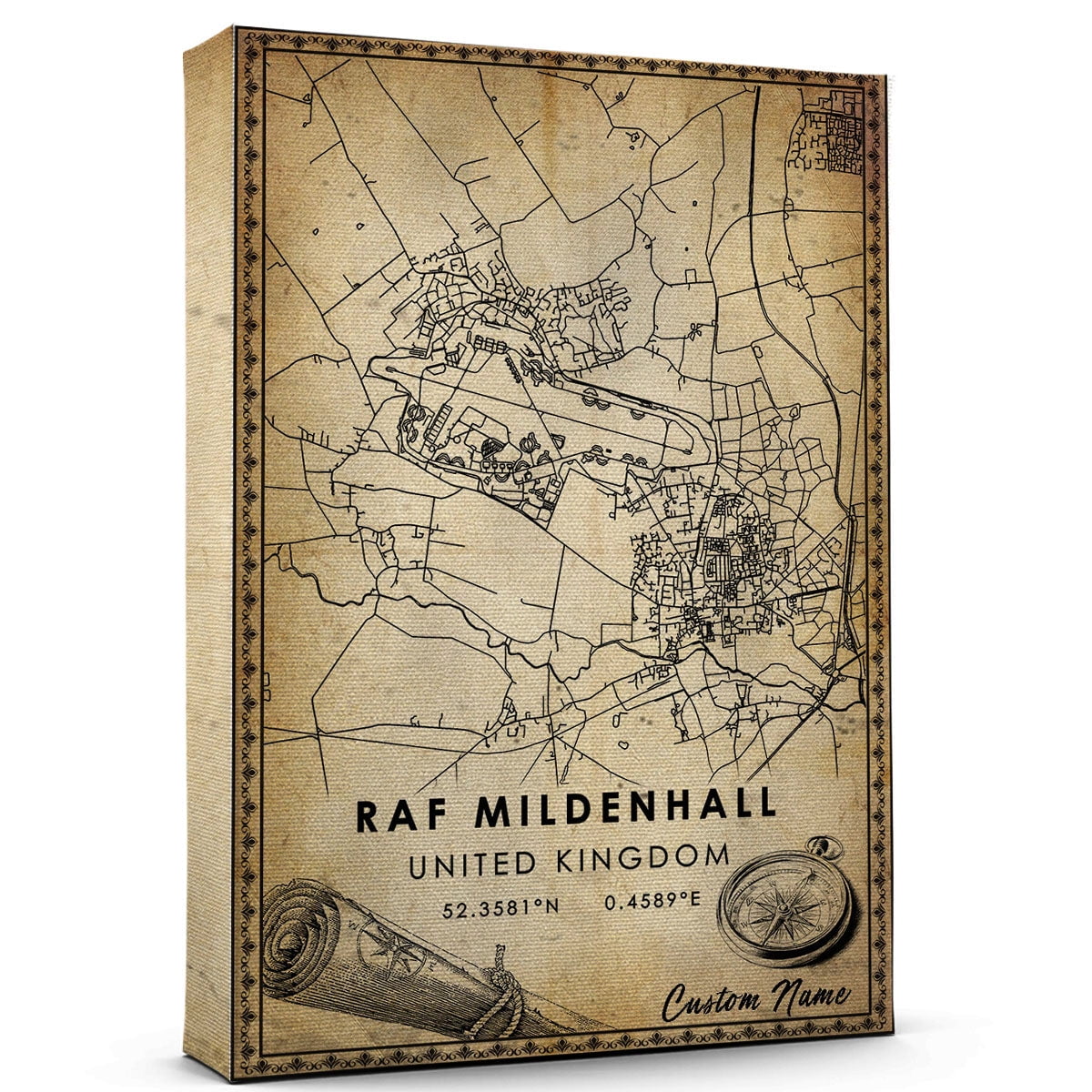 Raf Mildenhall Map Poster, United Kingdom Map Art Poster, Canvas, Raf ...