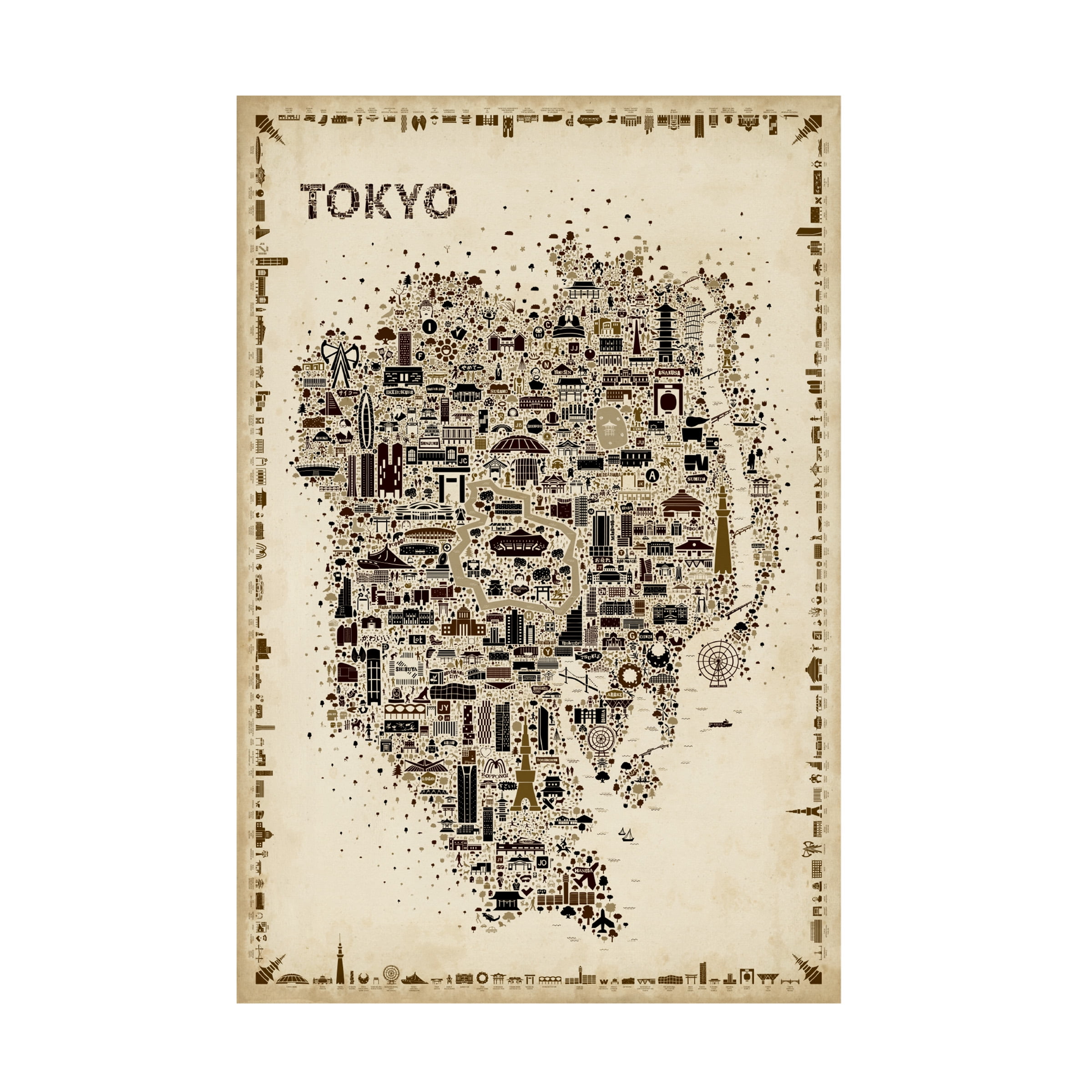 Rafael Esquer 'Antique Iconic Cities Tokyo' Canvas Art - Walmart.com