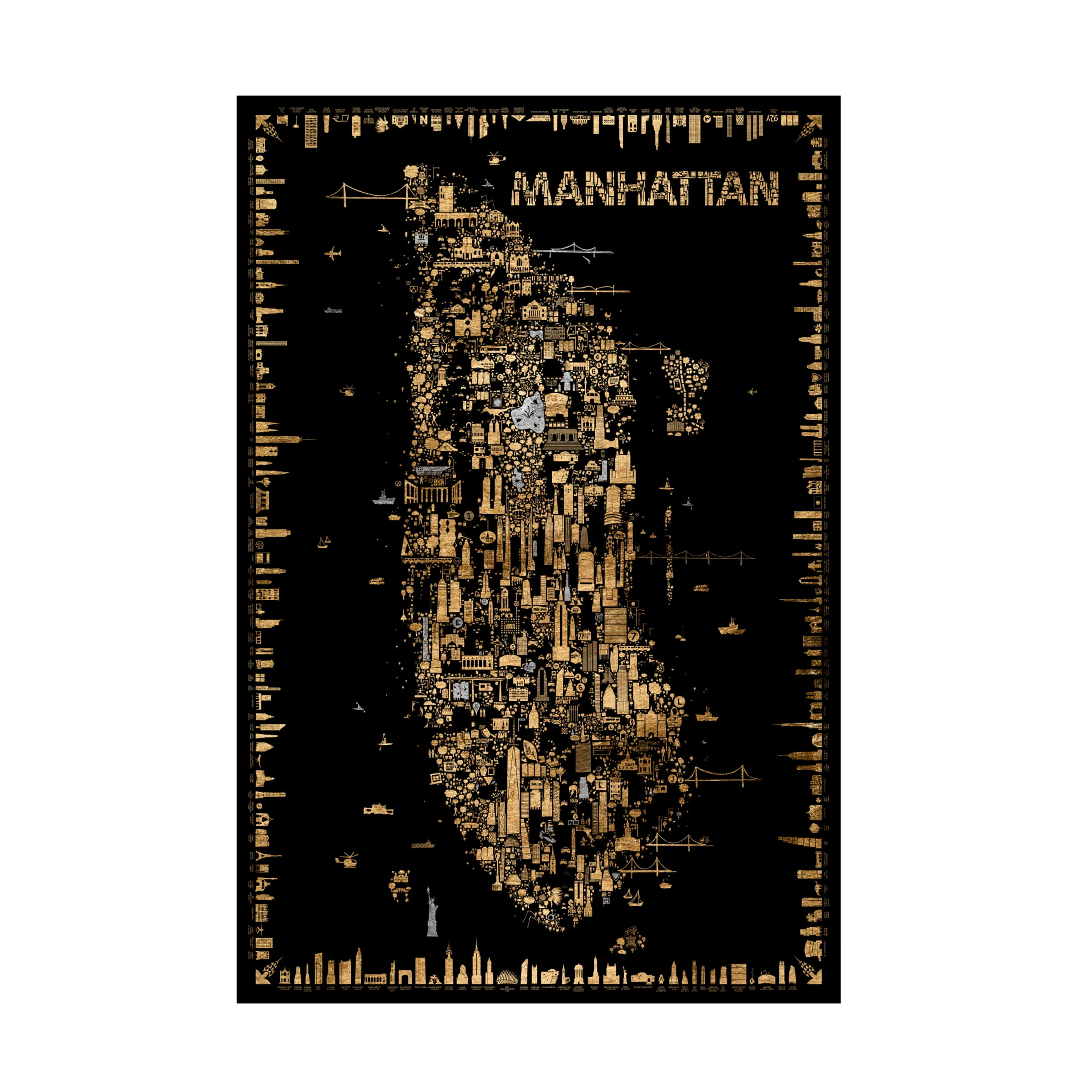 Rafael Esquer Glam New York Collection Art - Modern Map Print - Walmart.com