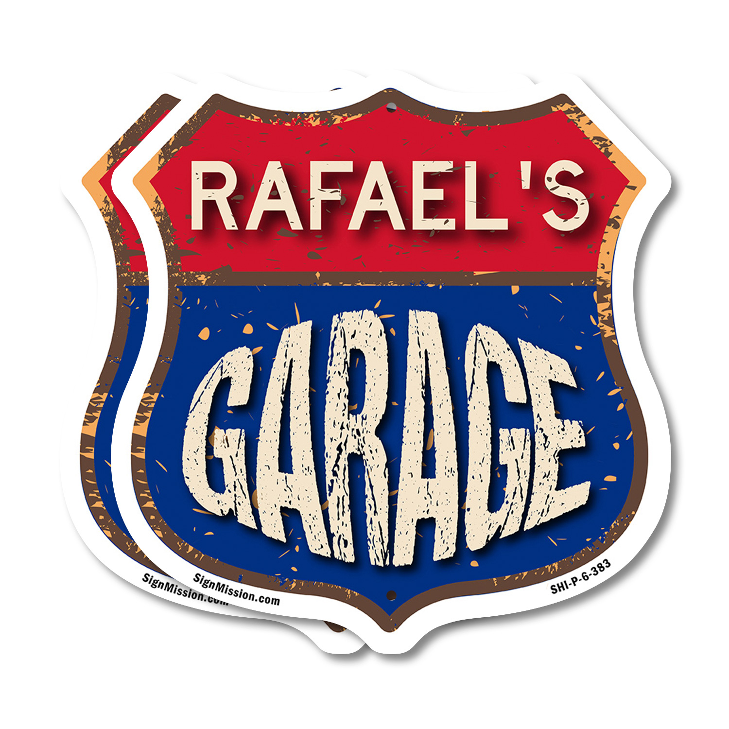 Rafael's Garage (2 Pack) 6 inch X 6 inch Shield Shaped Commercial Grade ...