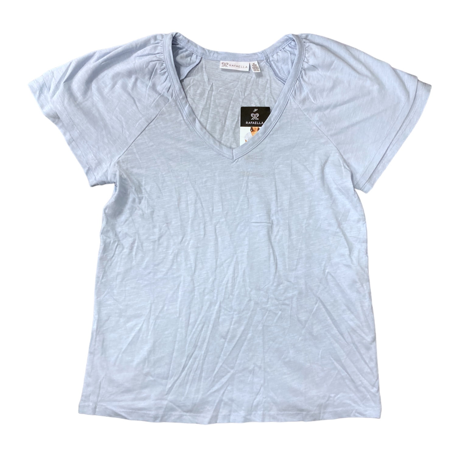 Rafaella Ladies XL Knit V-Neck Ruffled Short Sleeve Top, Windsurfer ...