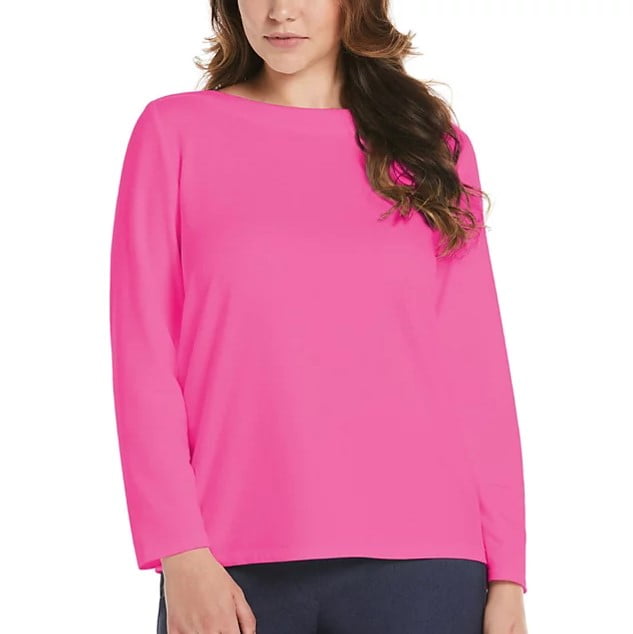 Rafaella Women's Bell Sleeve Boatneck Drapey French Terry Knit Top ...